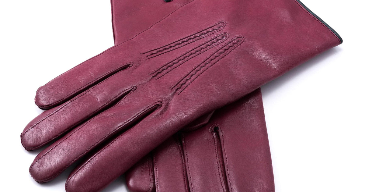 maroon leather gloves