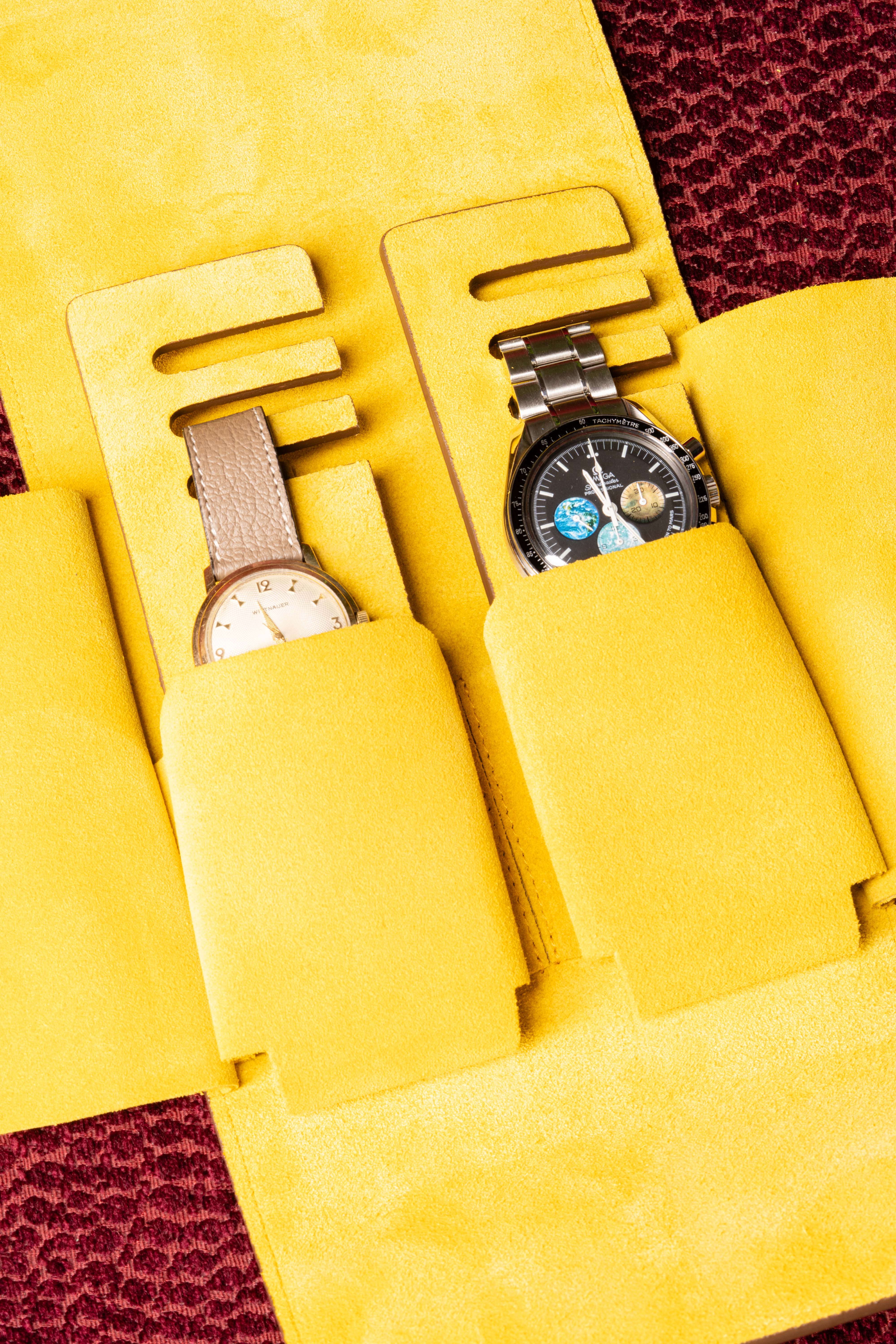 2-Watch Saddle Brown & Sunflower Suede Leather Watch Case – Gentleman's ...