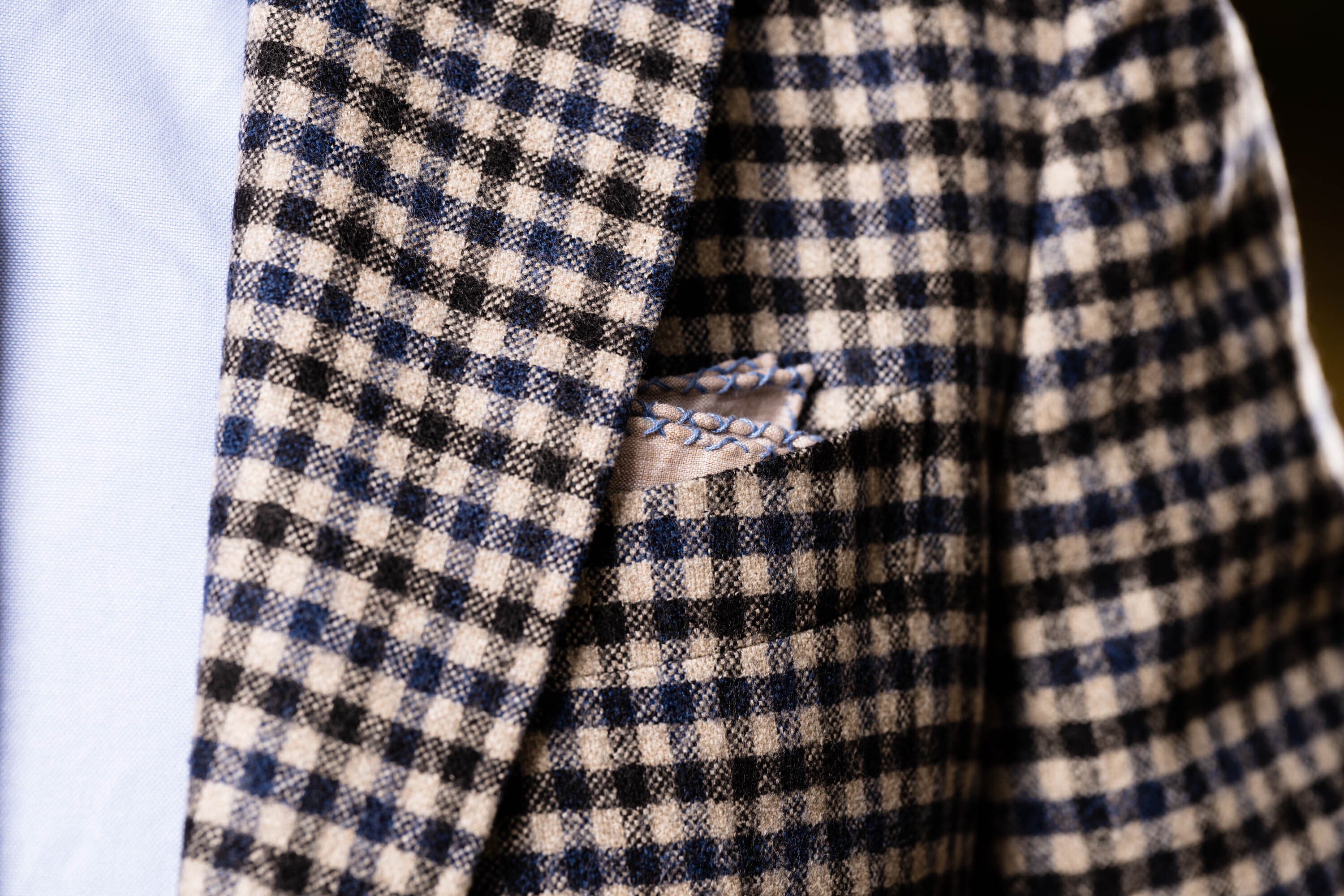 Soft White Cotton Flannel Pocket Square with handrolled Periwinkle Blue ...