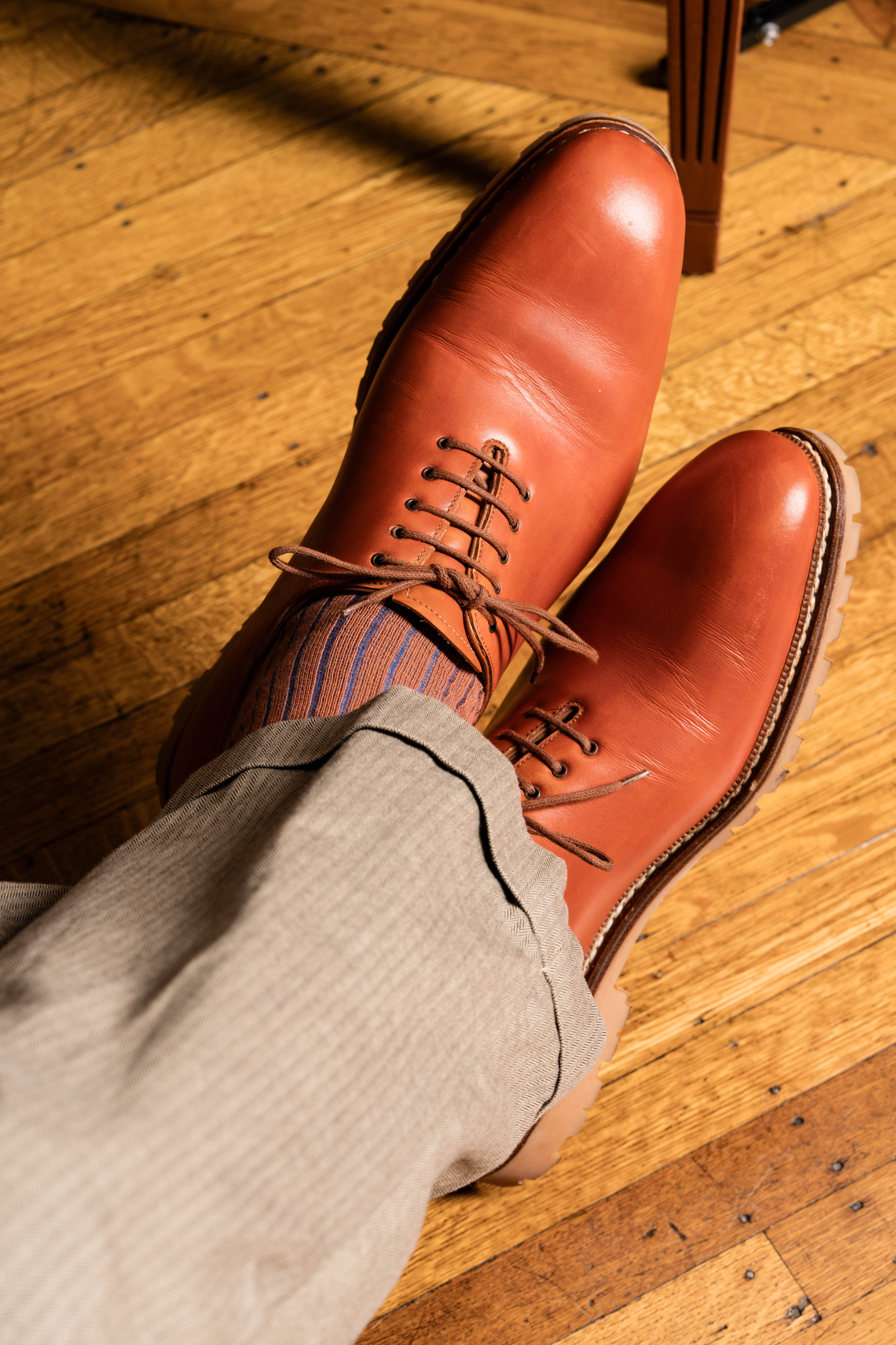 Bronze & Blue Shadow Stripe Midweight Cotton Socks – Gentleman's Gazette