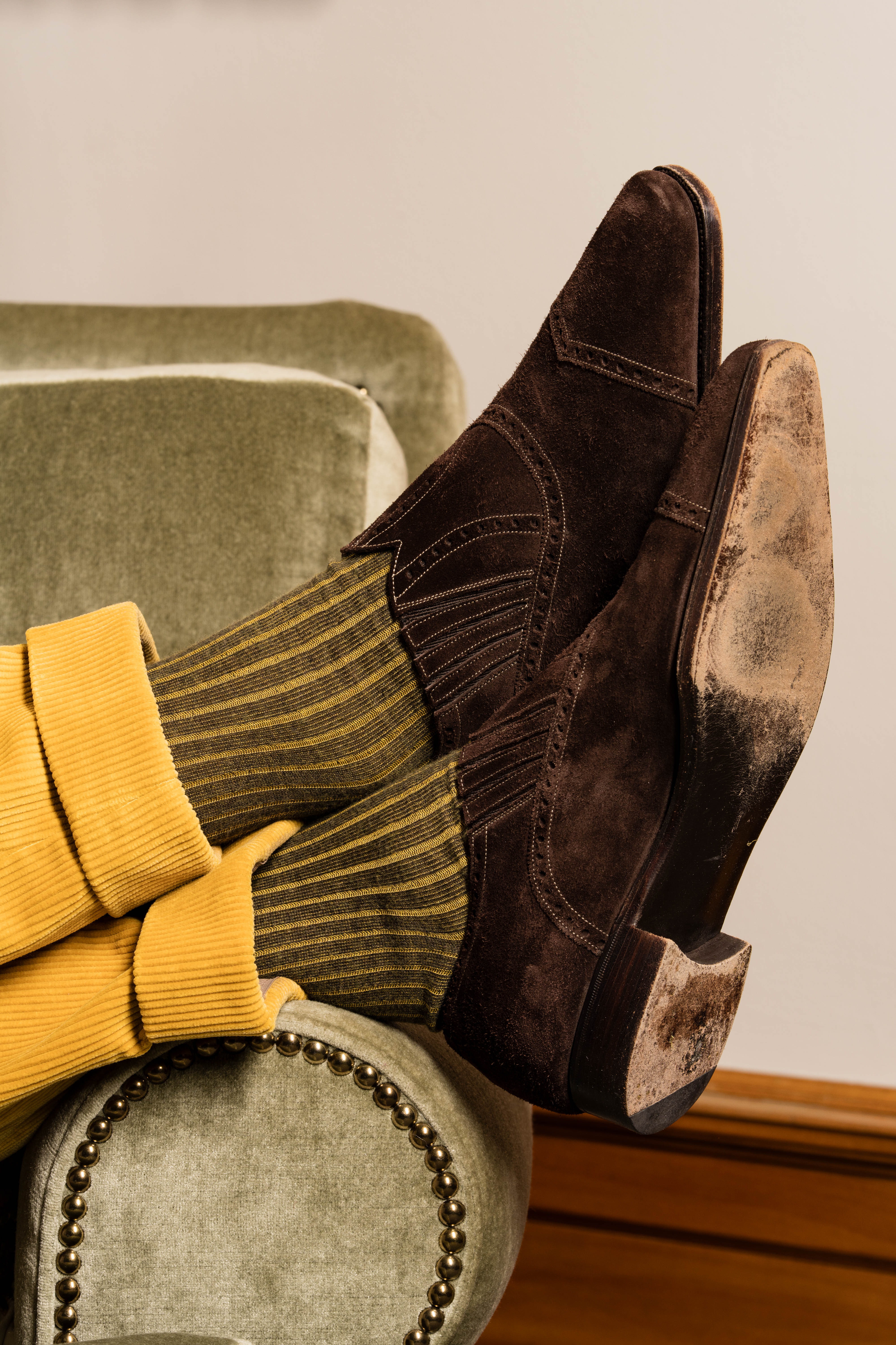 Brown & Yellow Shadow Stripe Midweight Cotton Socks – Gentleman's Gazette