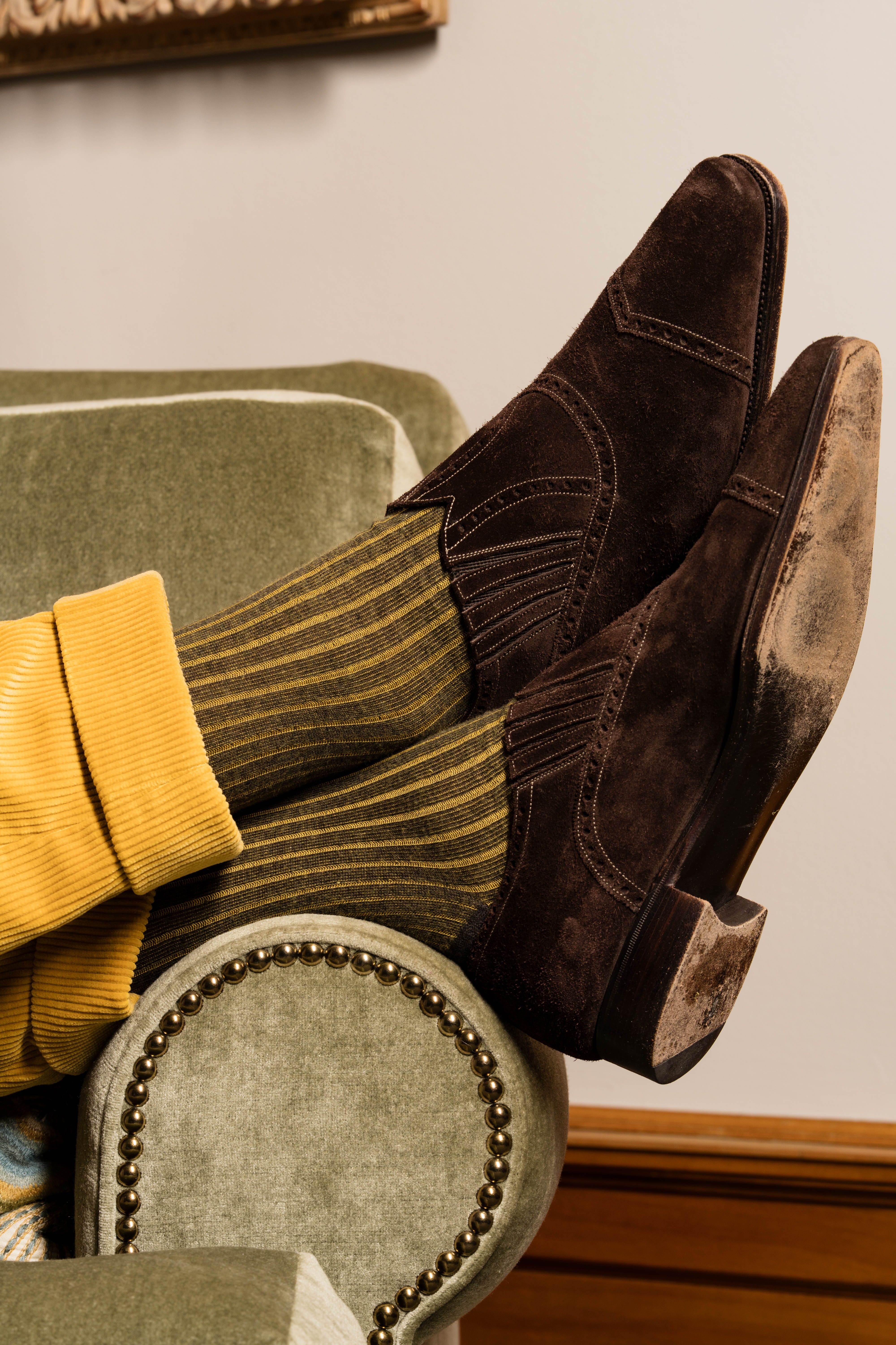 Brown & Yellow Shadow Stripe Midweight Cotton Socks – Gentleman's Gazette