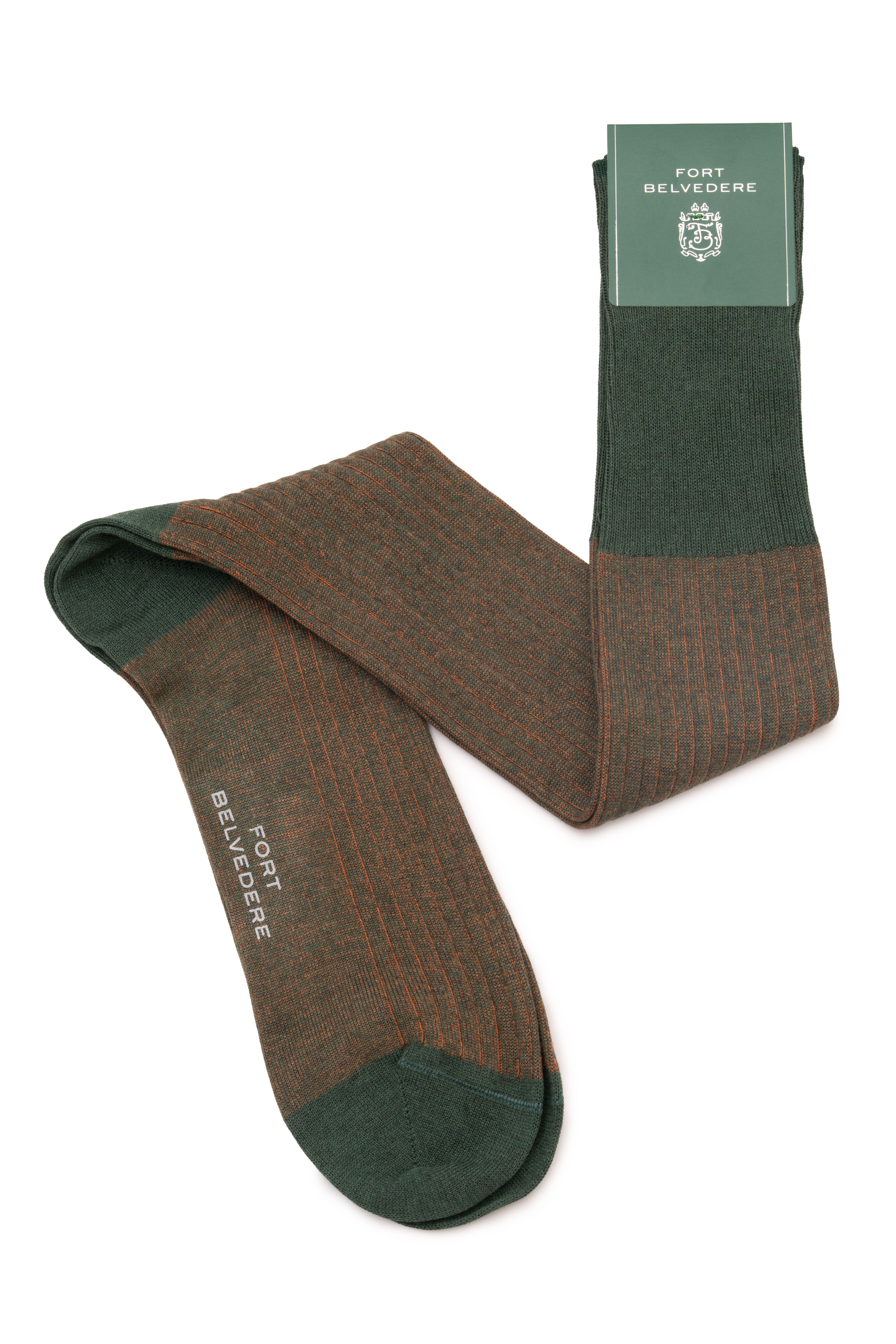 Dark Green & Orange Shadow Stripe Midweight Cotton Socks – Gentleman's ...