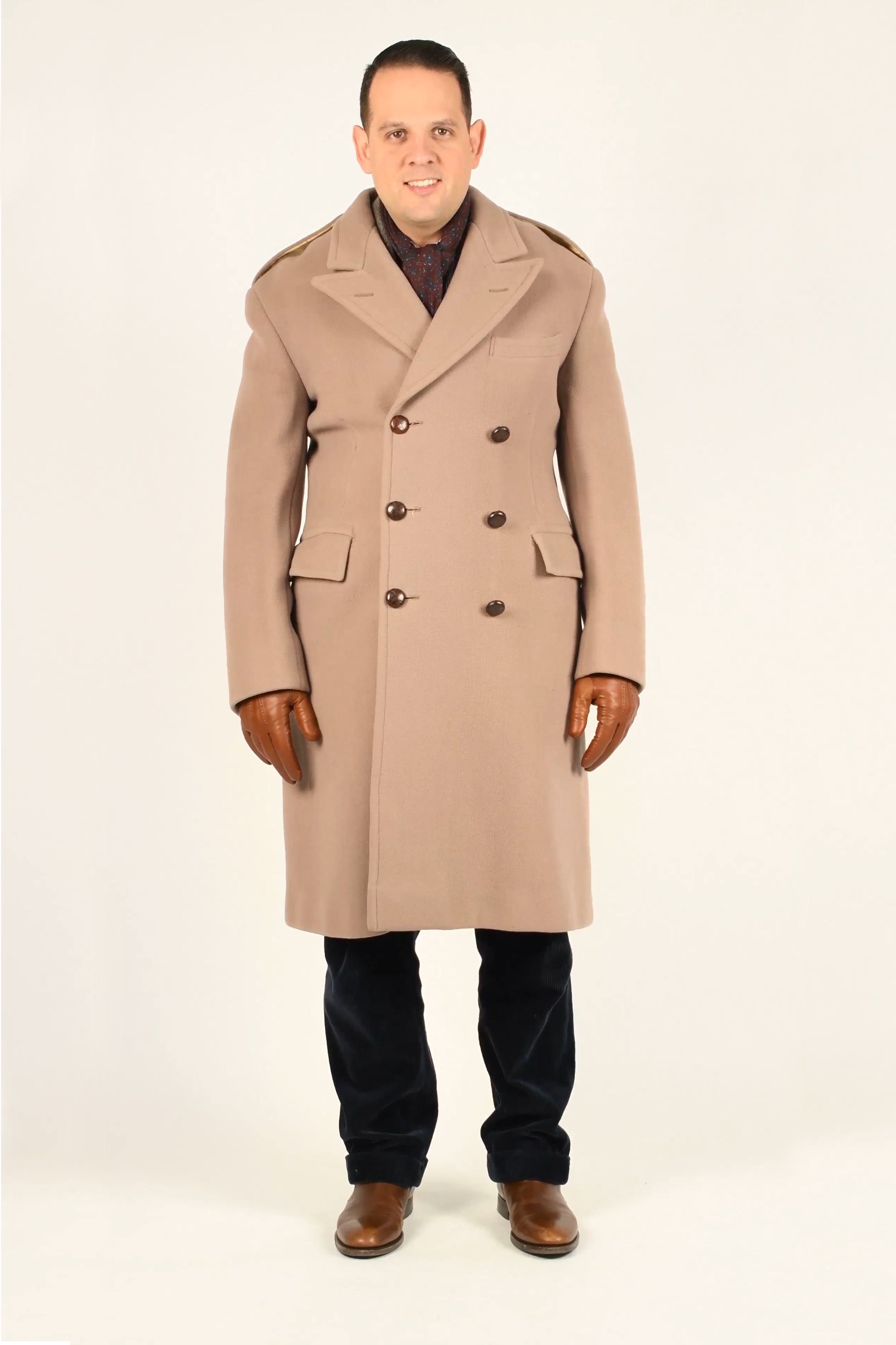 Light Tan Men's Dress Leather Gloves with Cashmere Lining and Button by ...