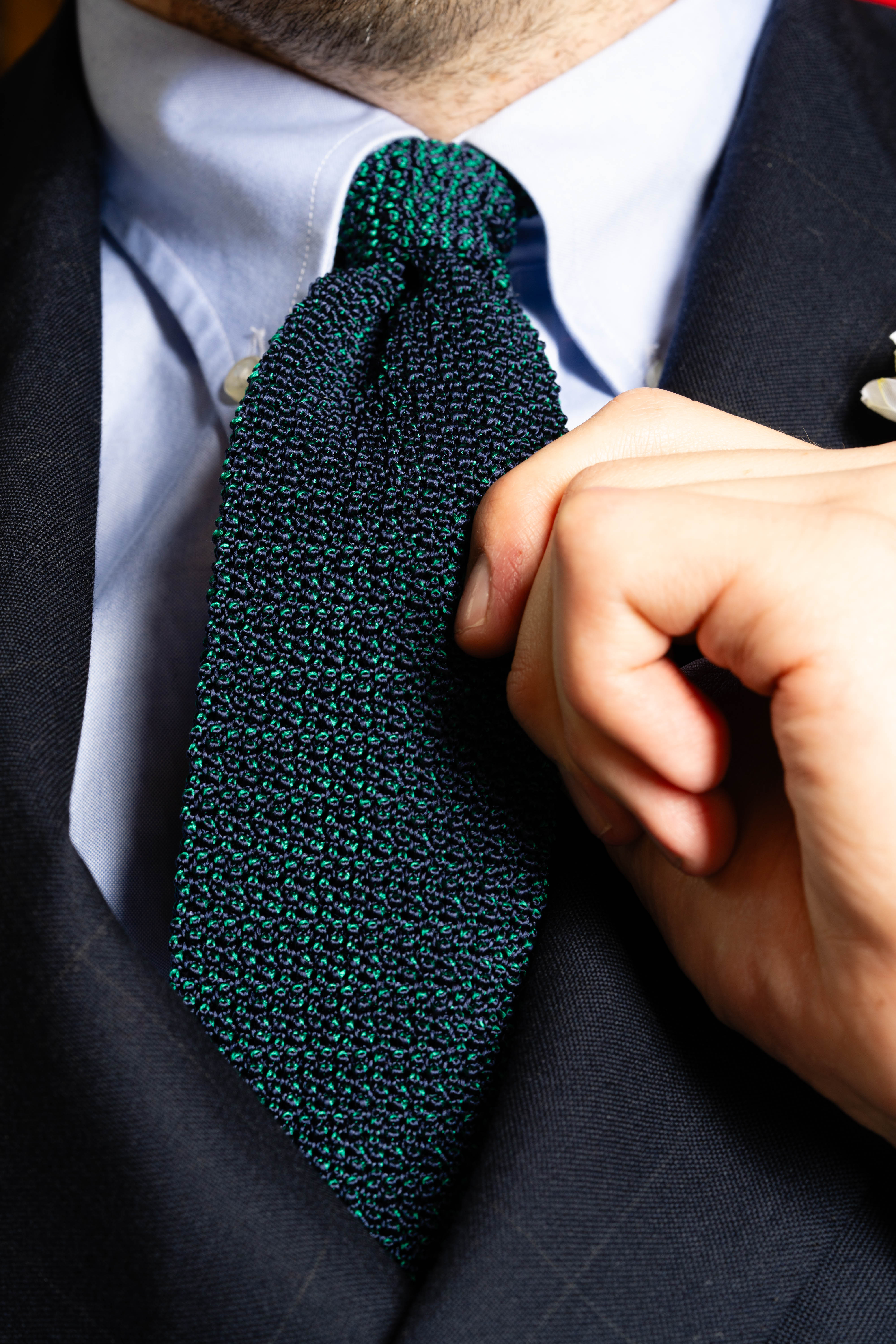 Green & Navy Two-Tone Silk Knit Tie – Gentleman's Gazette