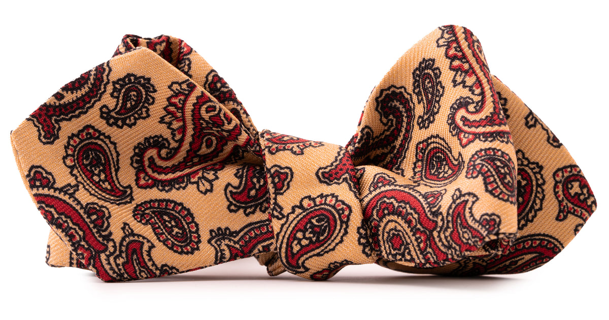 Ancient Madder Silk Paisley Bow Tie in Buff, Red, Black - Fort ...