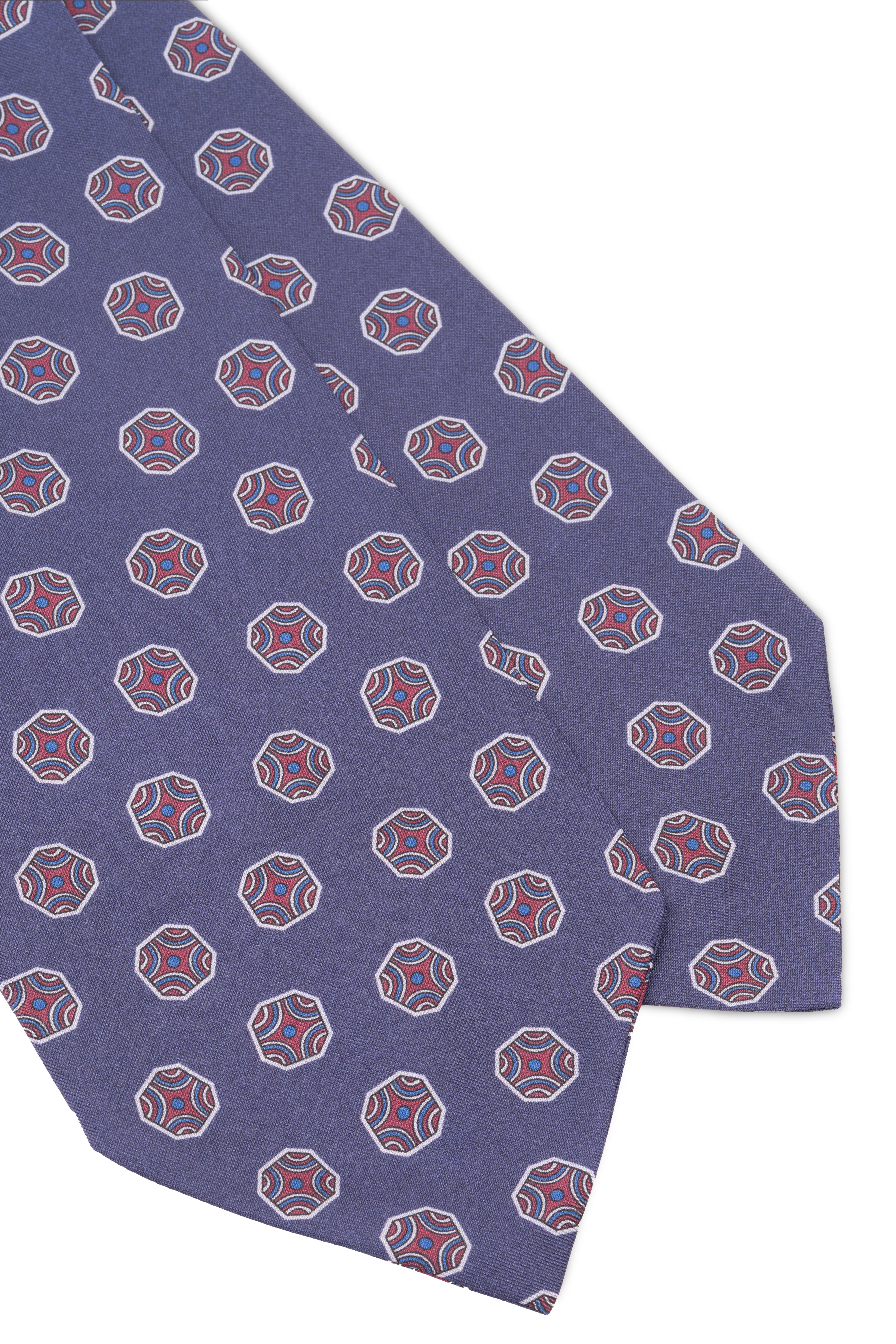 Ascot in Light Navy Fancy Dark Mauve Tile Pattern Printed Silk - Fort ...