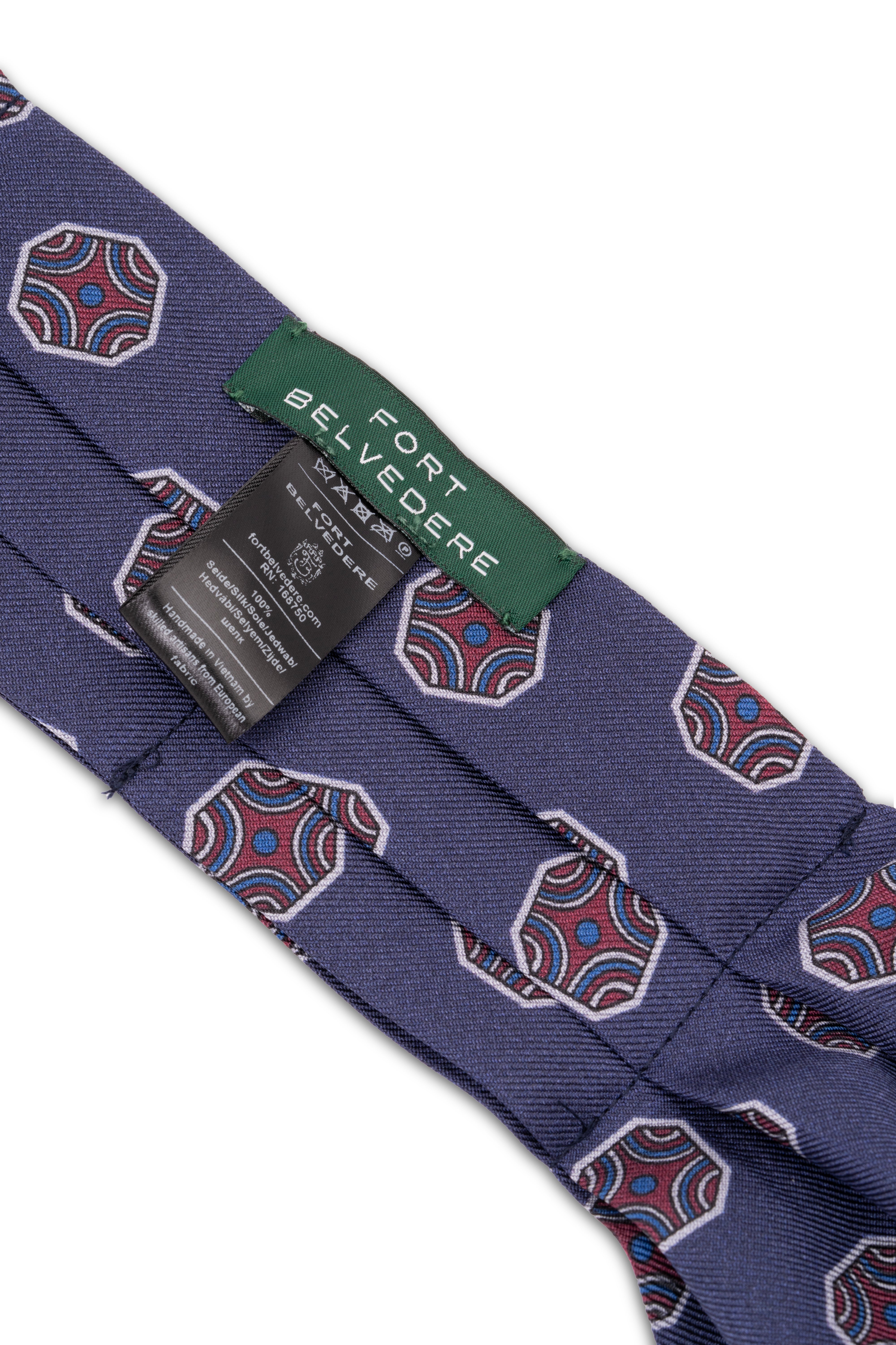 Ascot in Light Navy Fancy Dark Mauve Tile Pattern Printed Silk - Fort ...