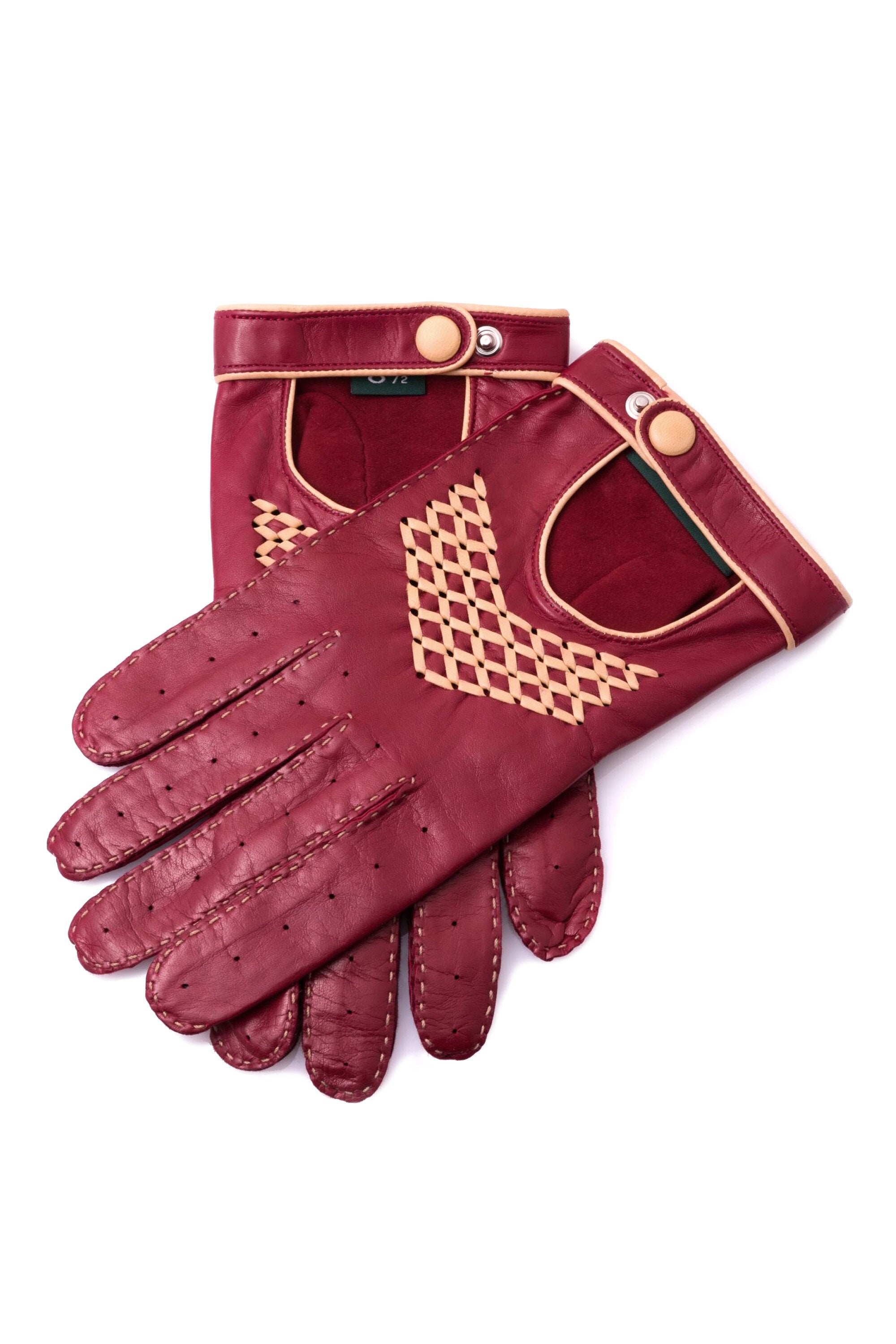 Racing Red & SandDriving Gloves in Nappa Leather Unlined by Fort ...