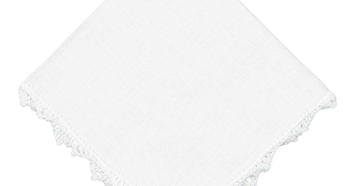 White Linen Pocket Square With White Embroidered Edge - Fort Belvedere ...