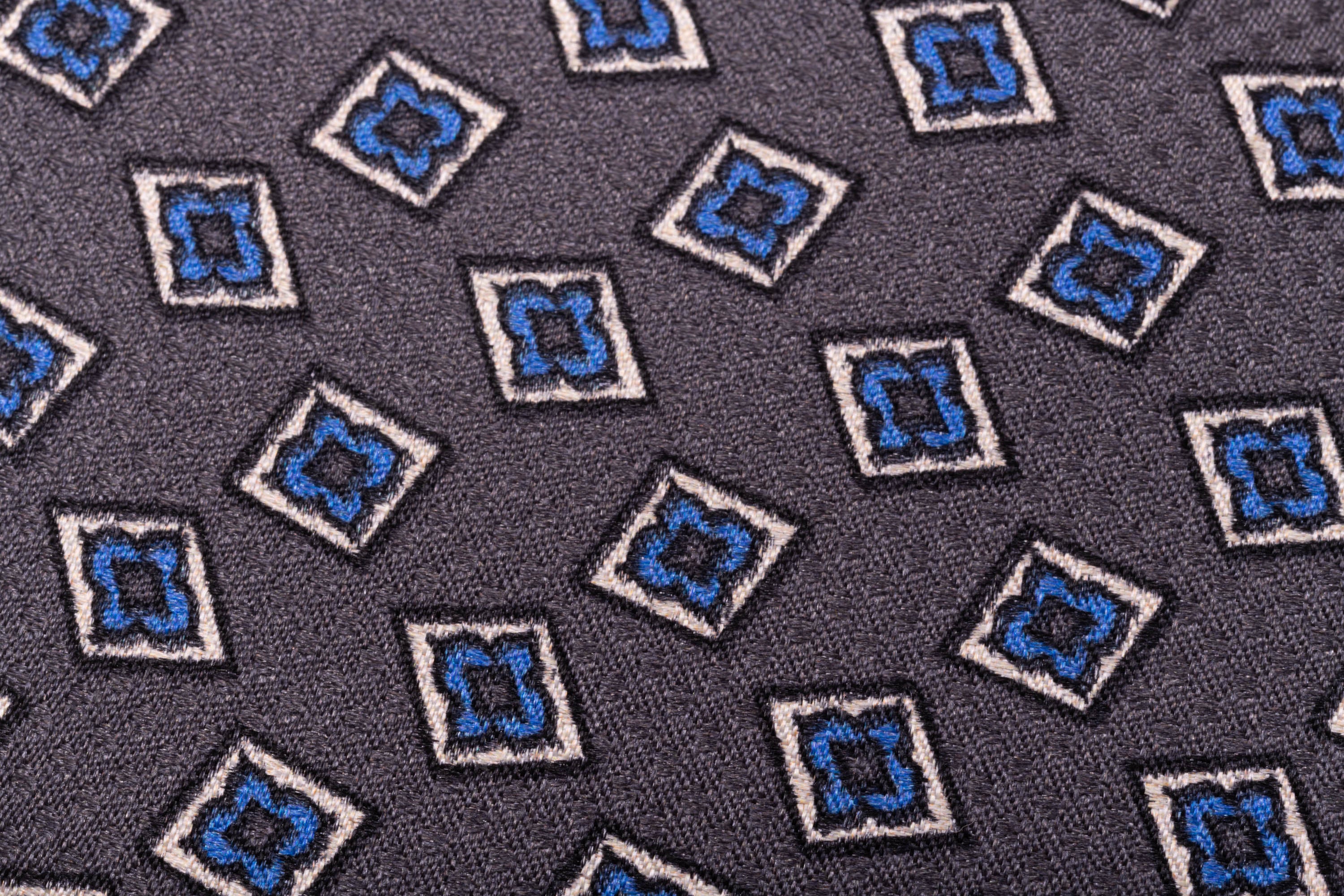 Battleship Gray Jacquard Woven Tie with Printed Light Blue and White ...