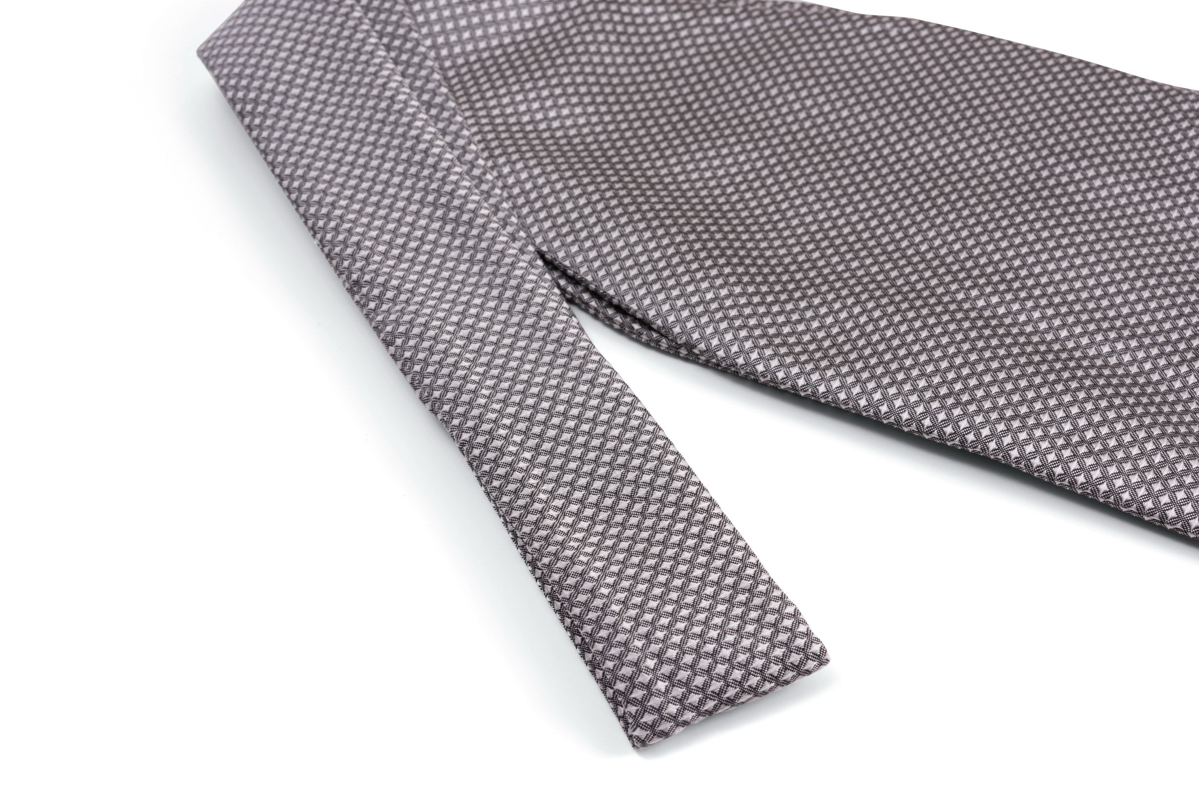 Formal Ascot in Silver Black Diamond Waffle Micropattern Silk for ...