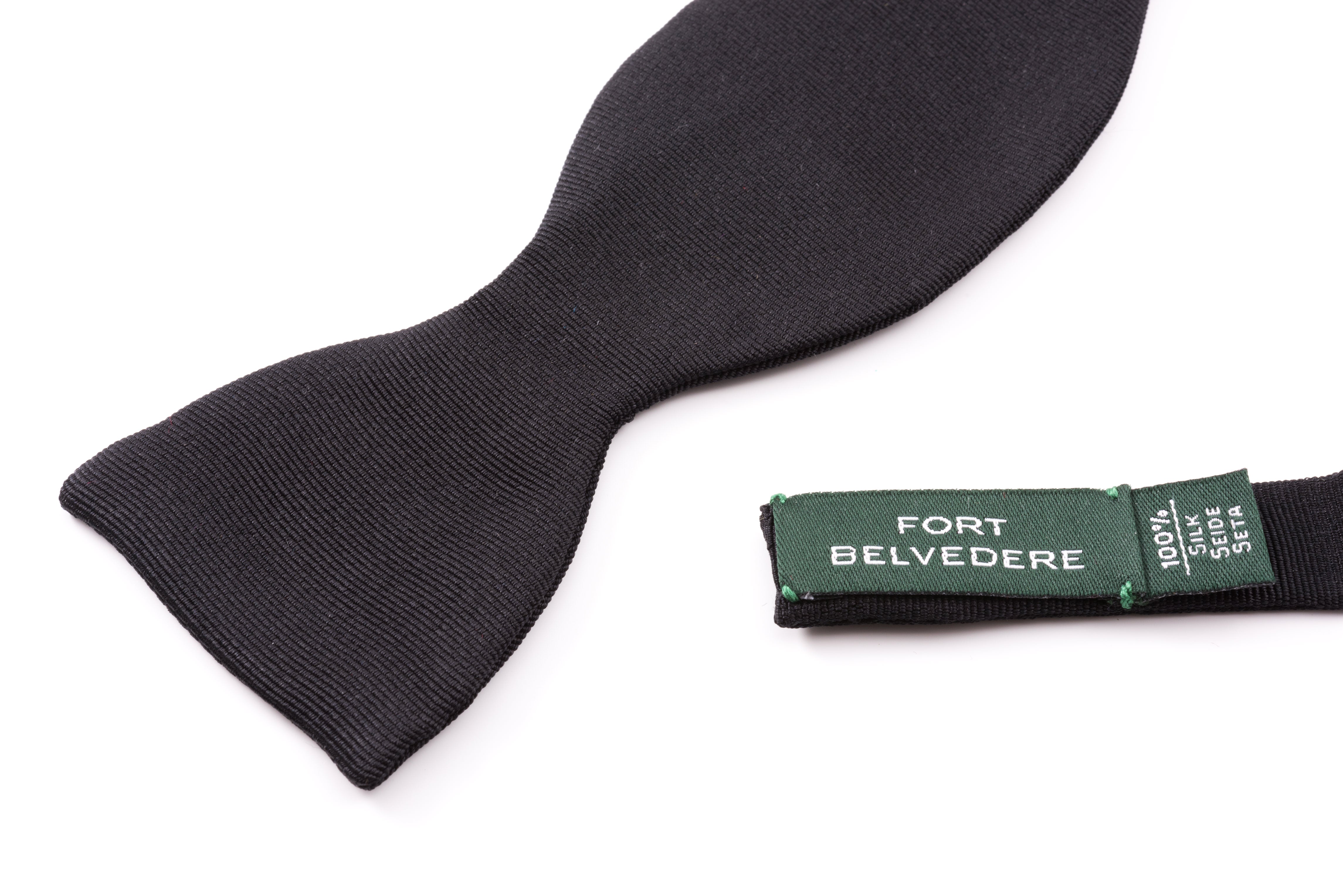 Single End Bow Tie in Black Silk Faille Grosgrain - Fort Belvedere ...