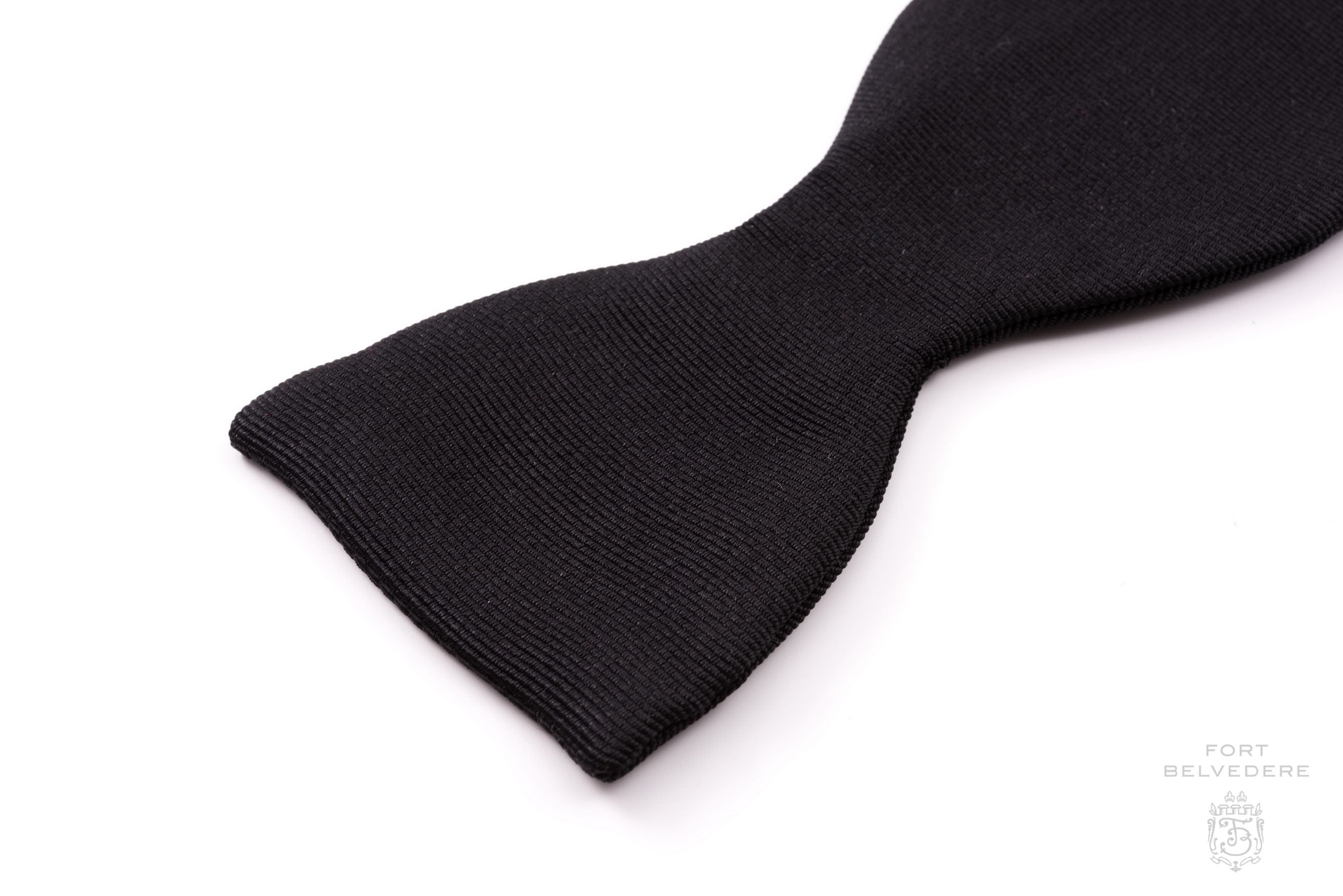 Single End Bow Tie in Black Silk Faille Grosgrain - Fort Belvedere ...