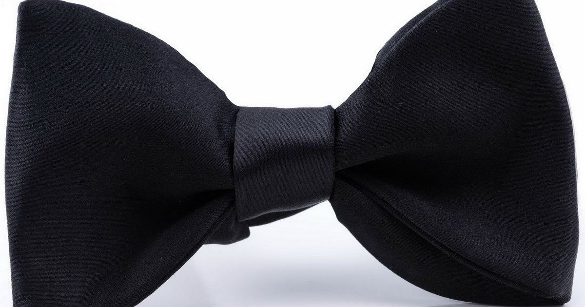 Single End Bow Tie in Black Silk Satin - Fort Belvedere – Gentleman's ...