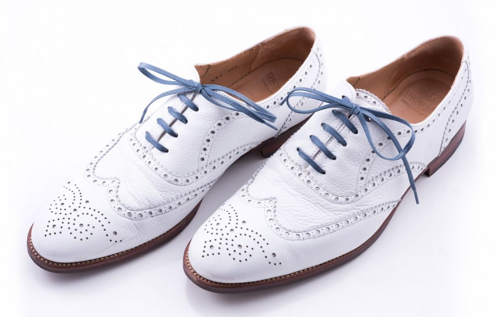 Blue Grey Shoelaces Flat Waxed Cotton - Luxury Dress Shoe Laces by Fort ...