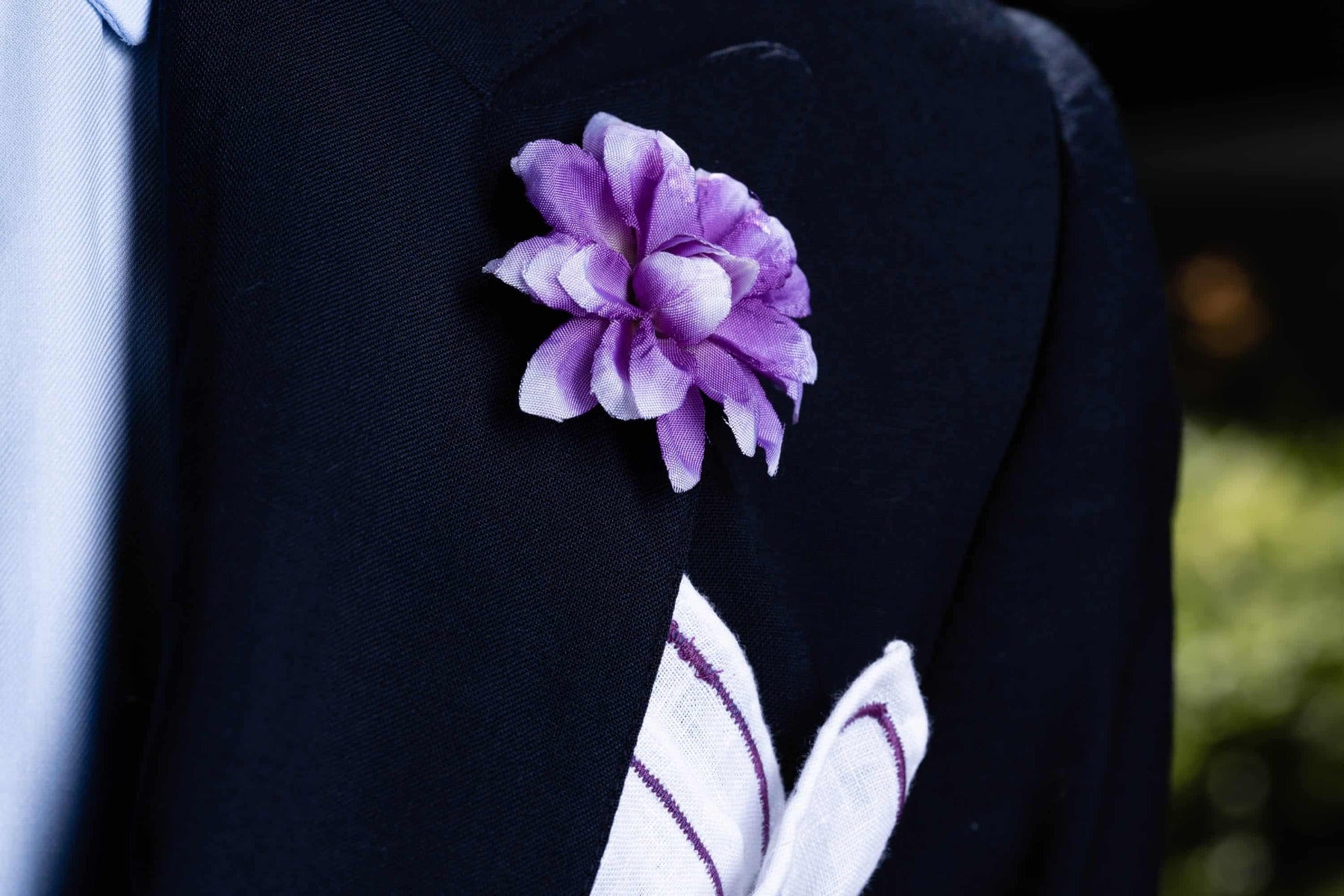 White and Purple Dahlia Boutonniere Buttonhole Flower by Fort Belvedere ...