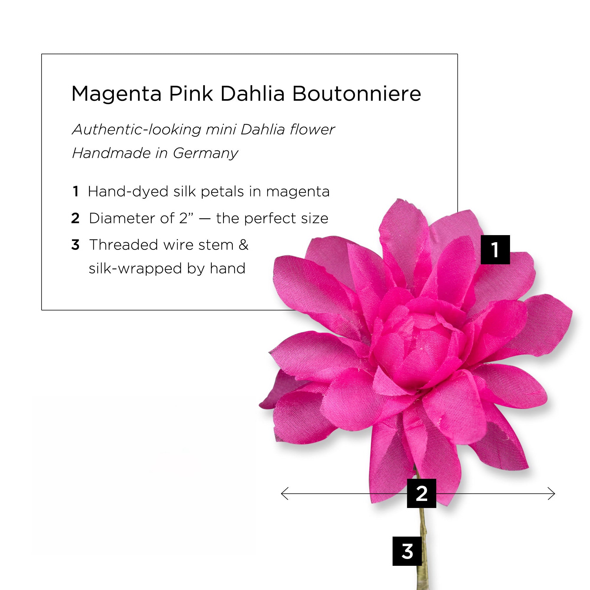 Magenta Pink Mini Dahlia Silk Buttonhole Lapel Flower by Fort Belvedere ...
