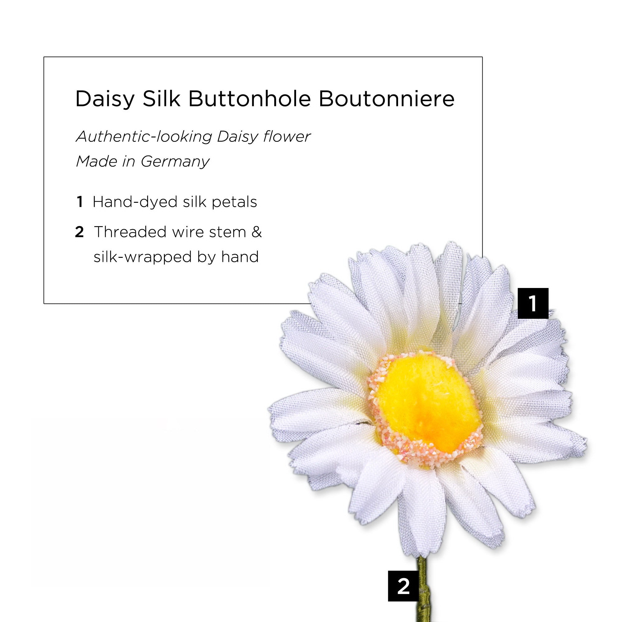 Daisy Boutonniere Silk Buttonhole Flower by Fort Belvedere – Gentleman ...