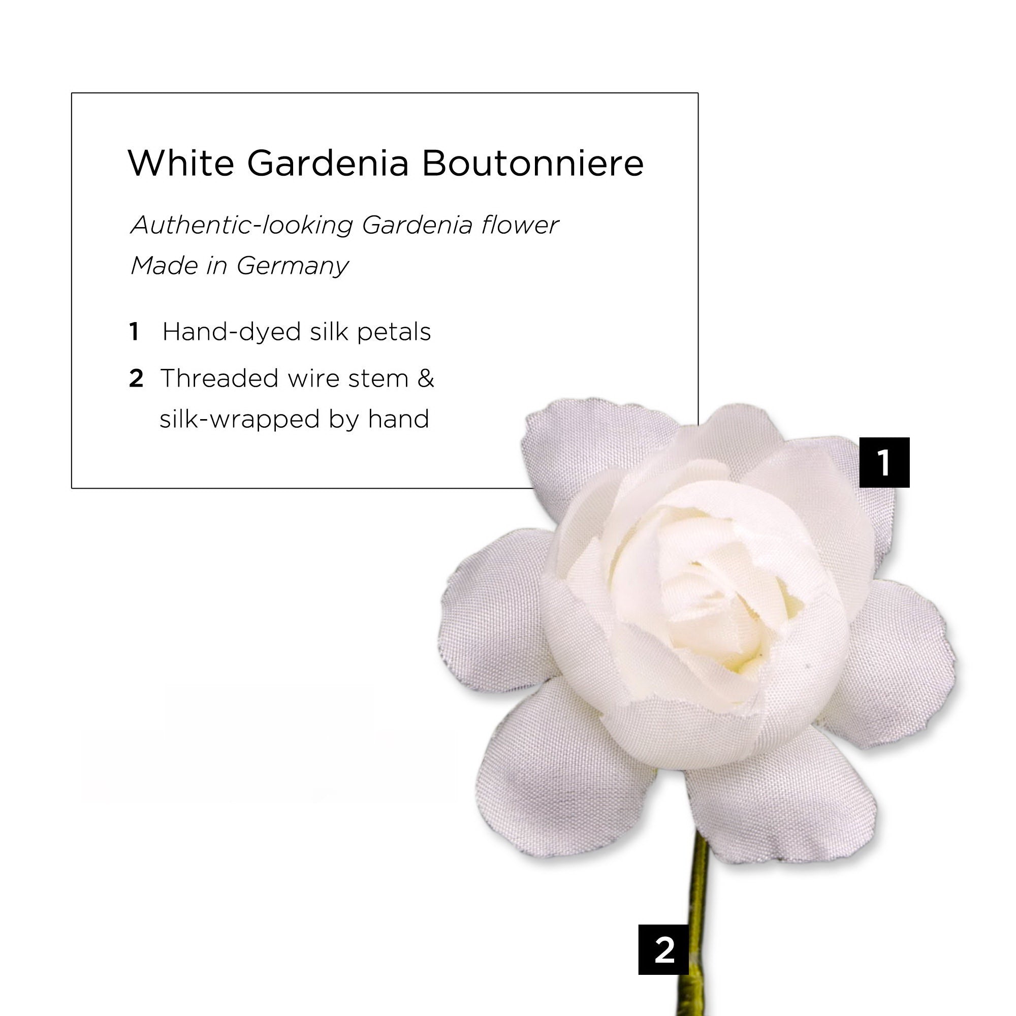 Gardenia Boutonniere Buttonhole Flower in White Silk by Fort Belvedere ...