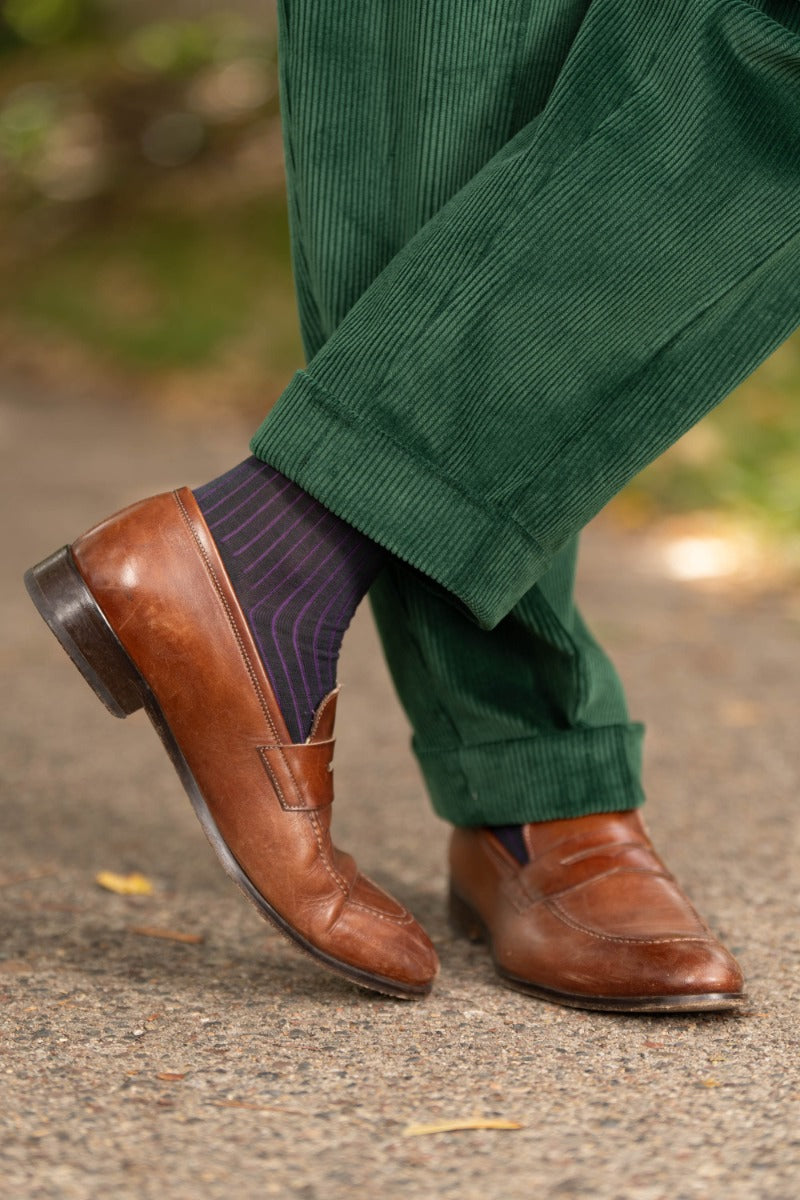 British Racing Green Corduroy Trousers - Stancliffe Flat-Front in 8 ...