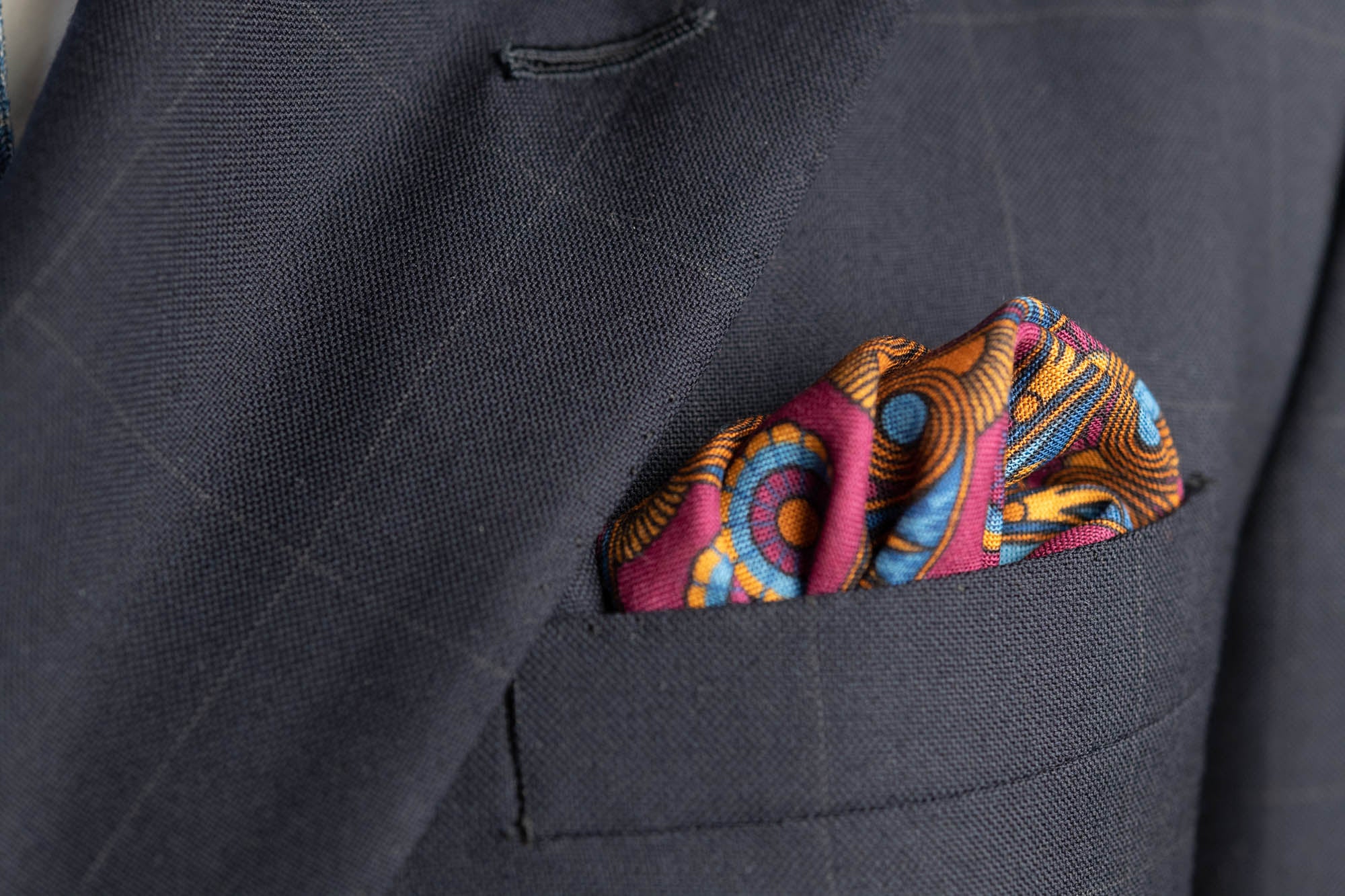 Cerulean Blue Pocket Square Art Deco Egyptian Scarab pattern in burnt ...