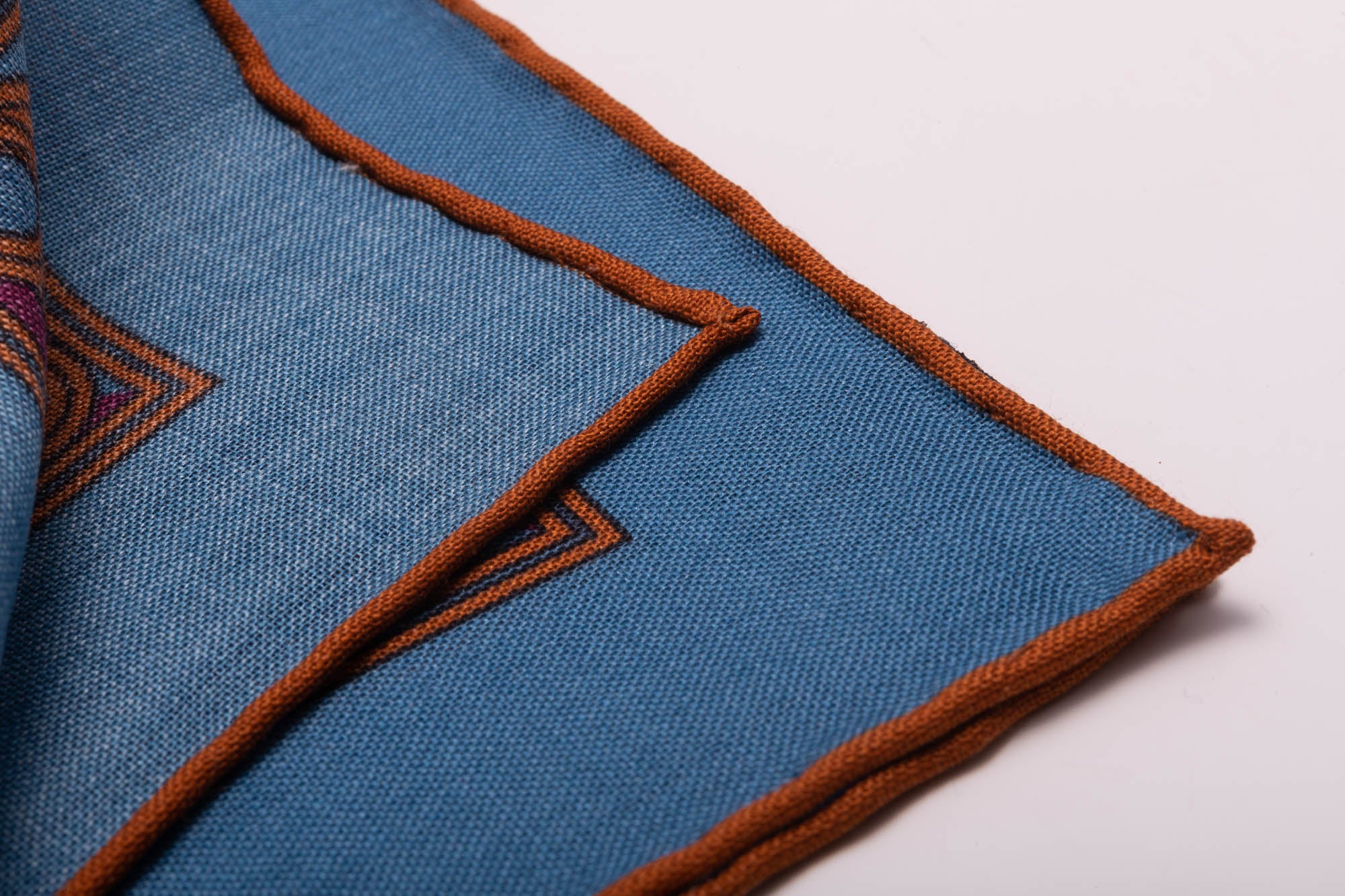 Cerulean Blue Pocket Square Art Deco Egyptian Scarab pattern in burnt ...