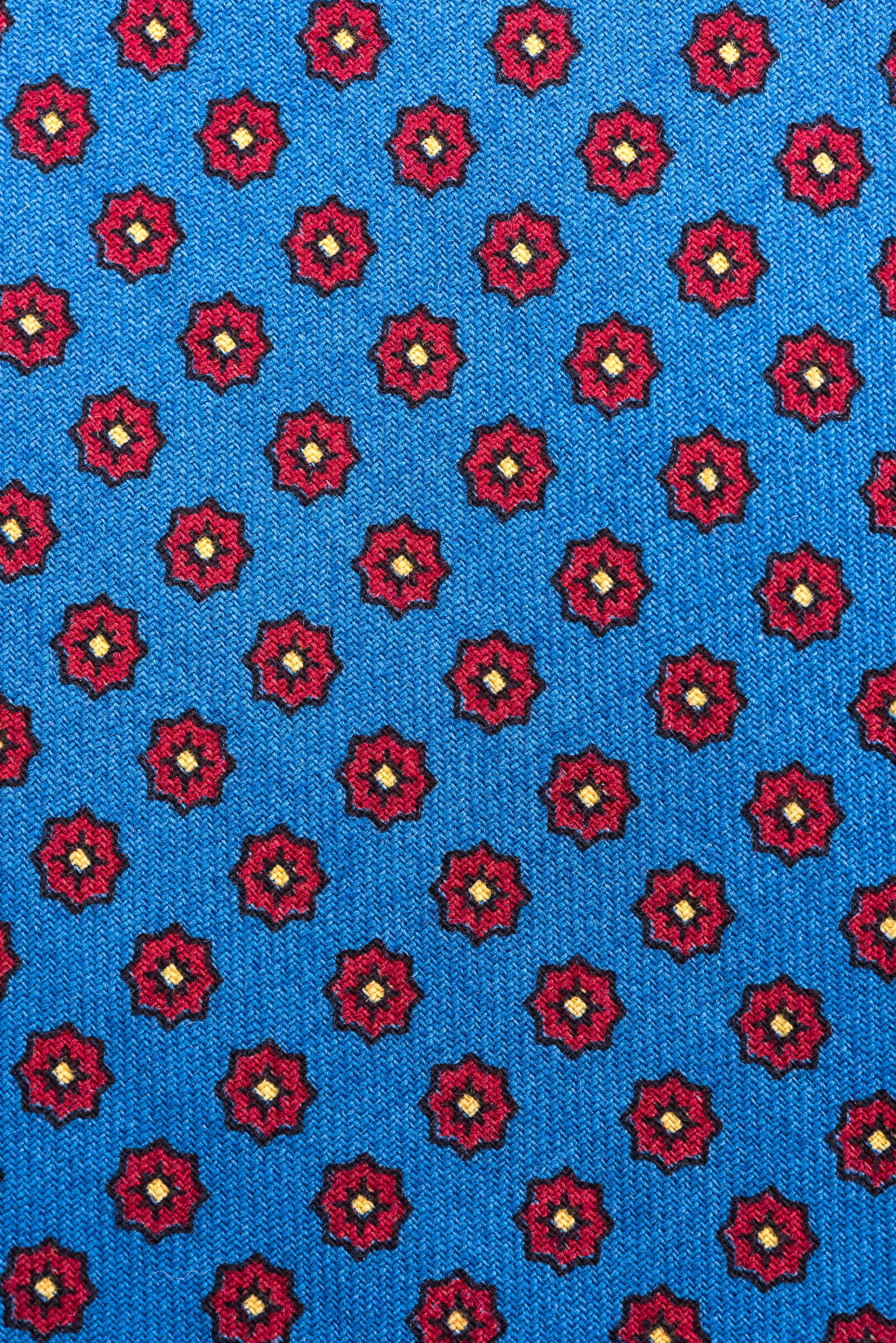Wool Challis Tie in Mohair Blue with Geometric Pattern by Fort ...