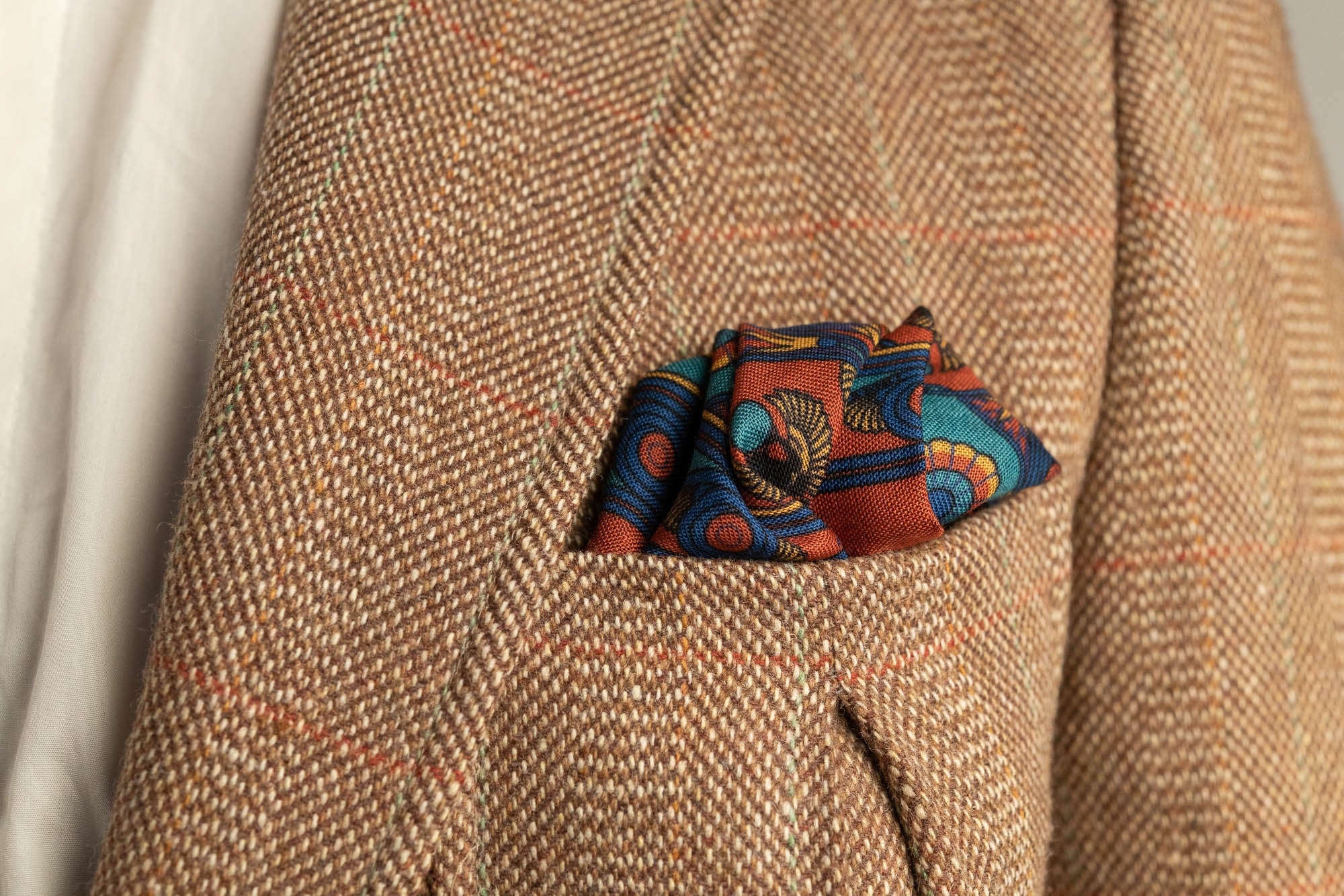 Copper Red Pocket Square Art Deco Egyptian Scarab pattern in royal blue ...