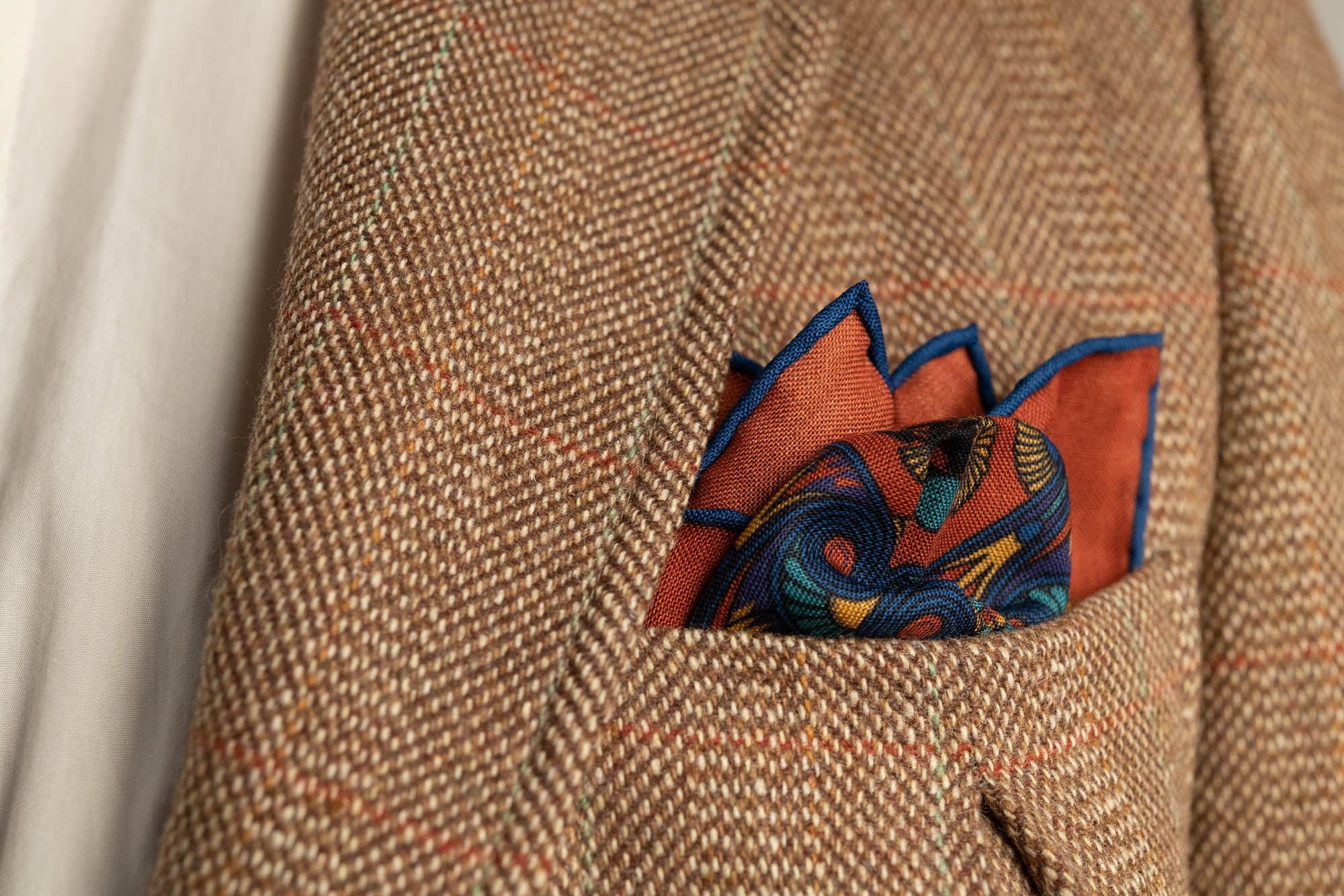 Copper Red Pocket Square Art Deco Egyptian Scarab pattern in royal blue ...