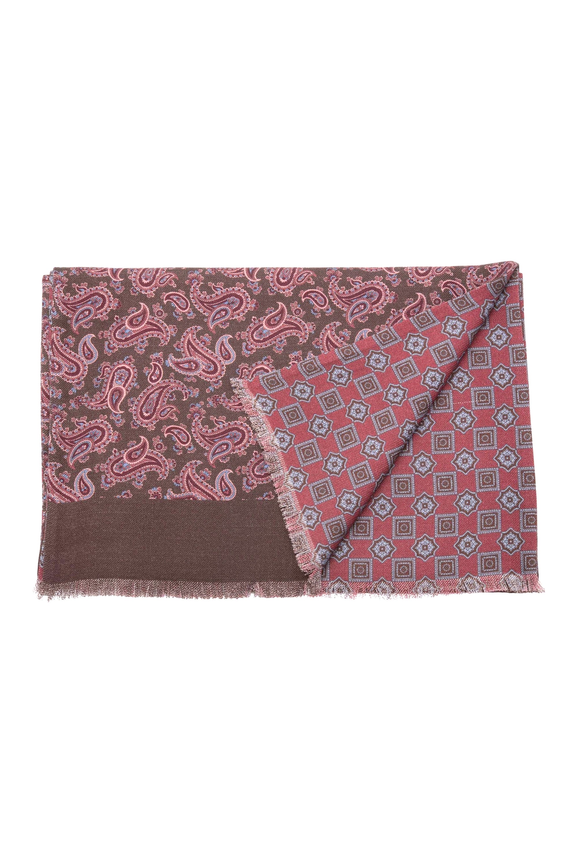 Double Sided Wool Silk Scarf in Cocoa Brown, Burugndy, Red, Blue ...