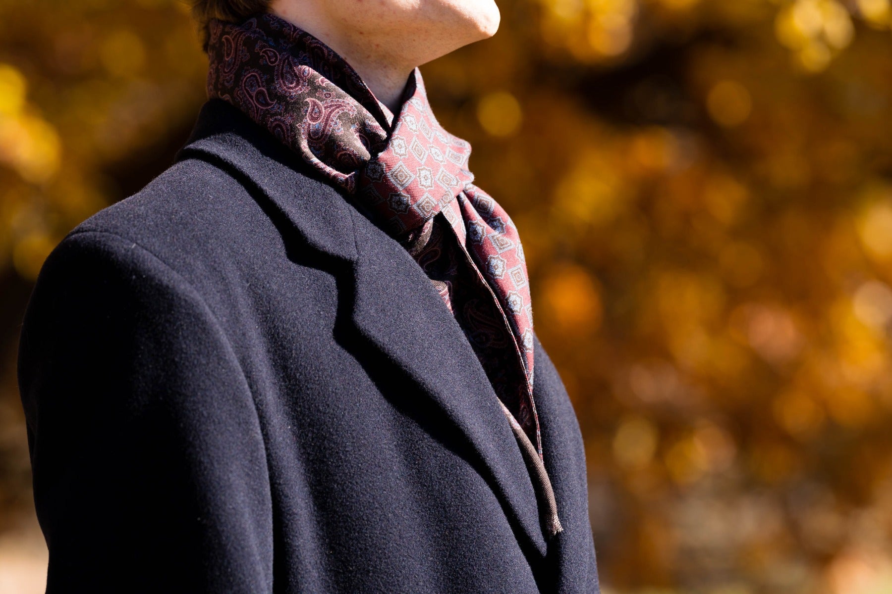 Double Sided Wool Silk Scarf in Cocoa Brown, Burugndy, Red, Blue ...