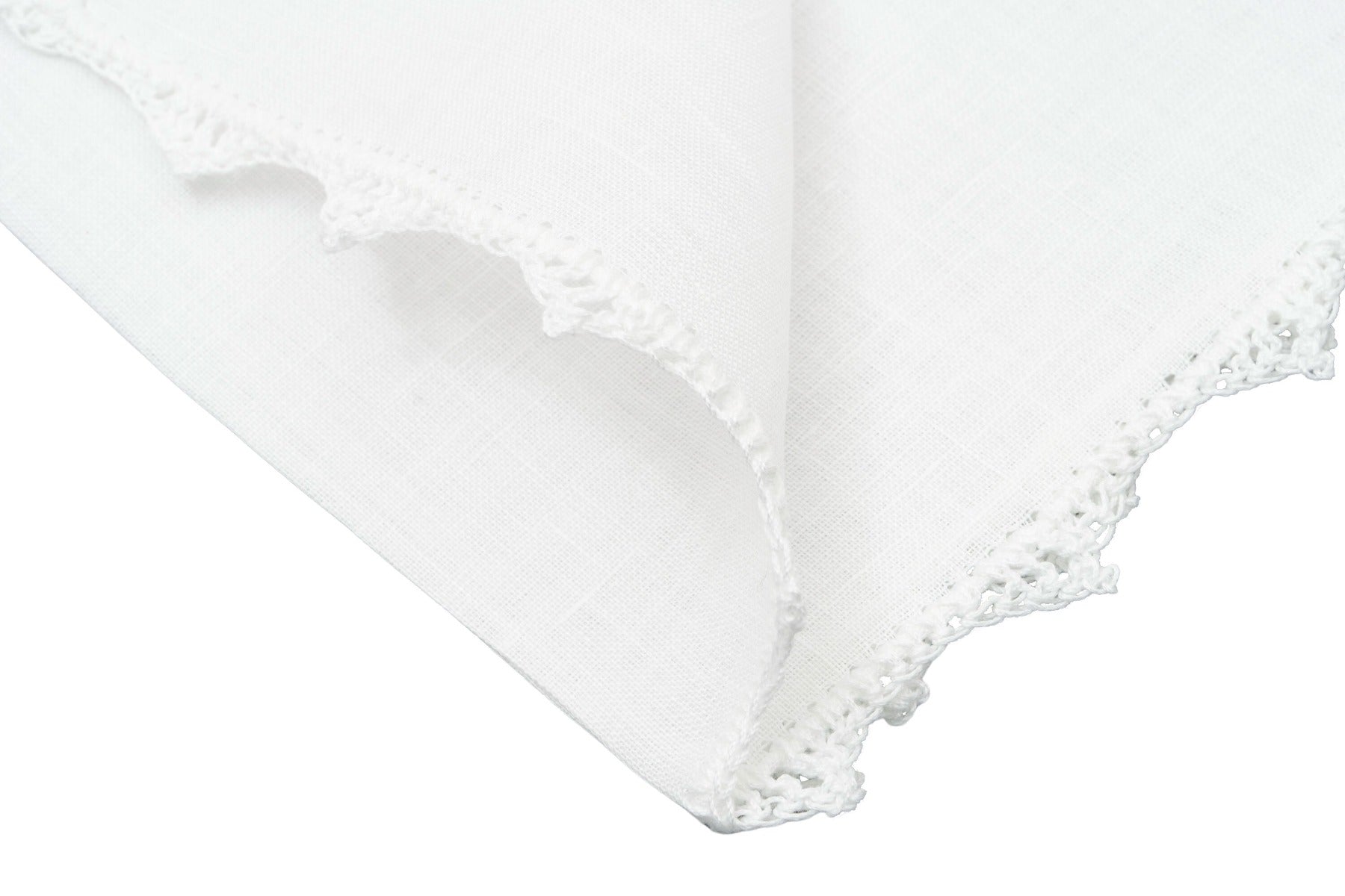 White Linen Pocket Square With White Embroidered Edge - Fort Belvedere ...
