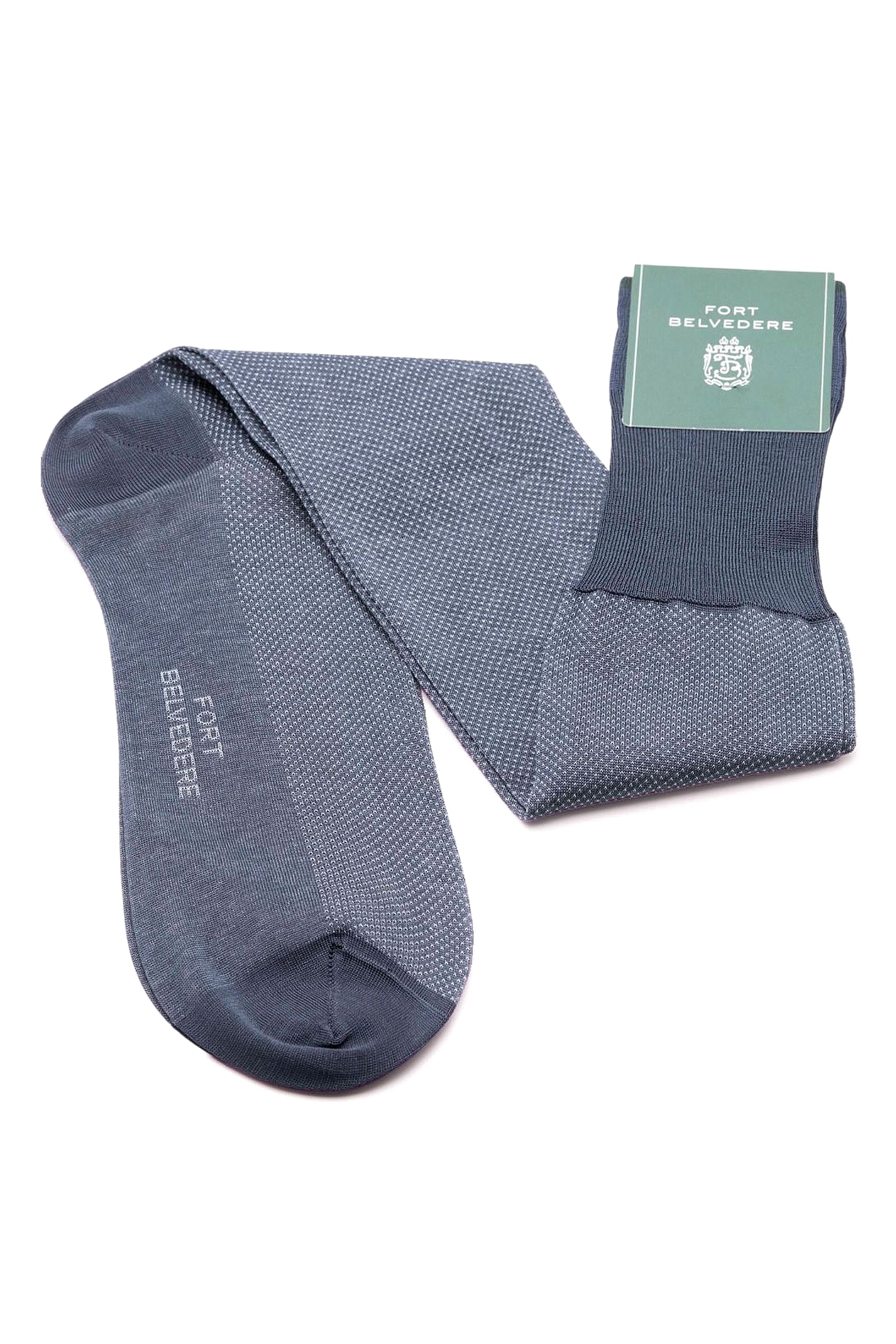 Grey Blue & Prussian Blue Two Tone Solid Oxford Socks Fil d'Ecosse ...