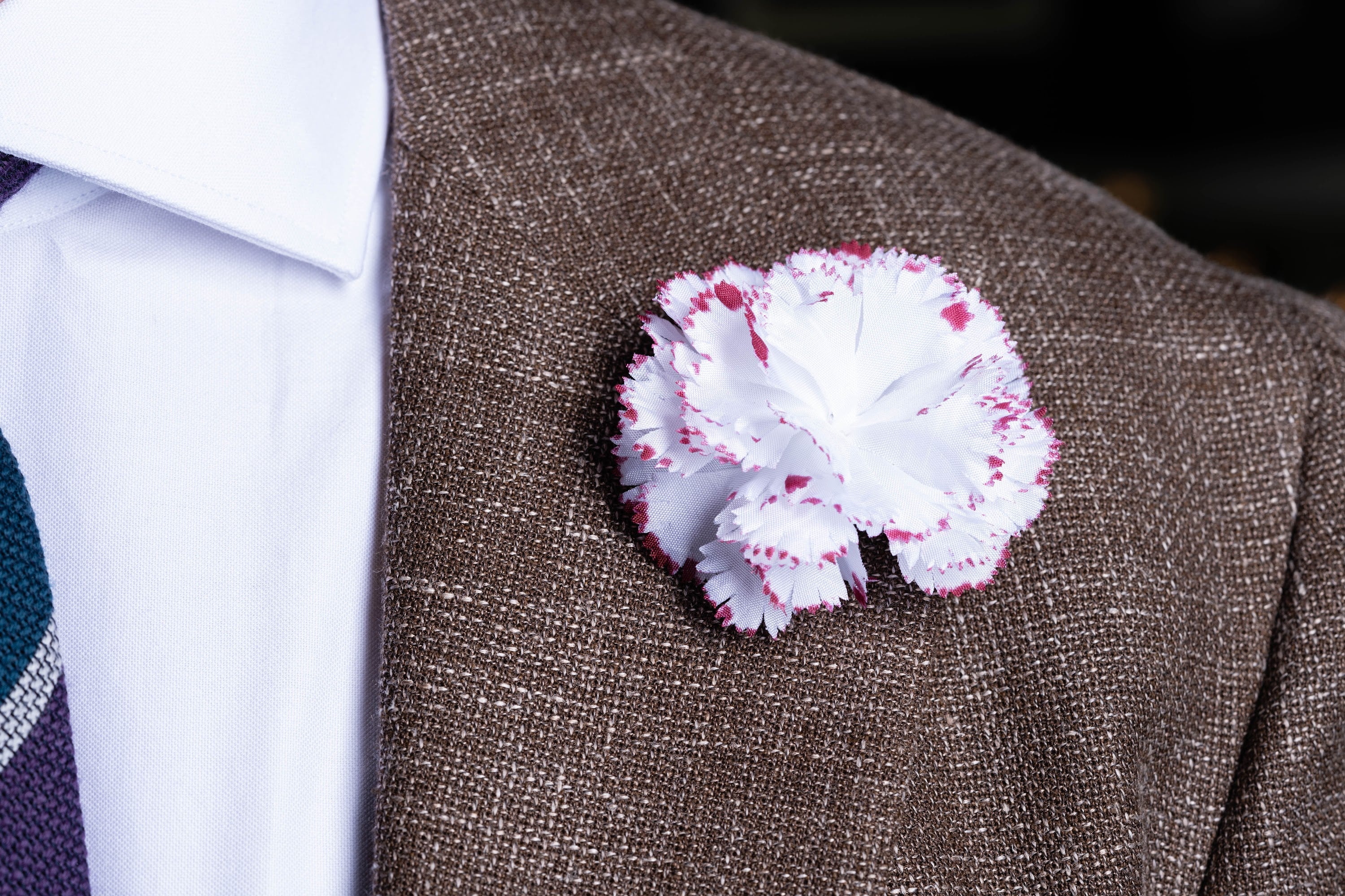 White and Magenta Carnation Boutonniere Buttonhole Flower by Fort ...
