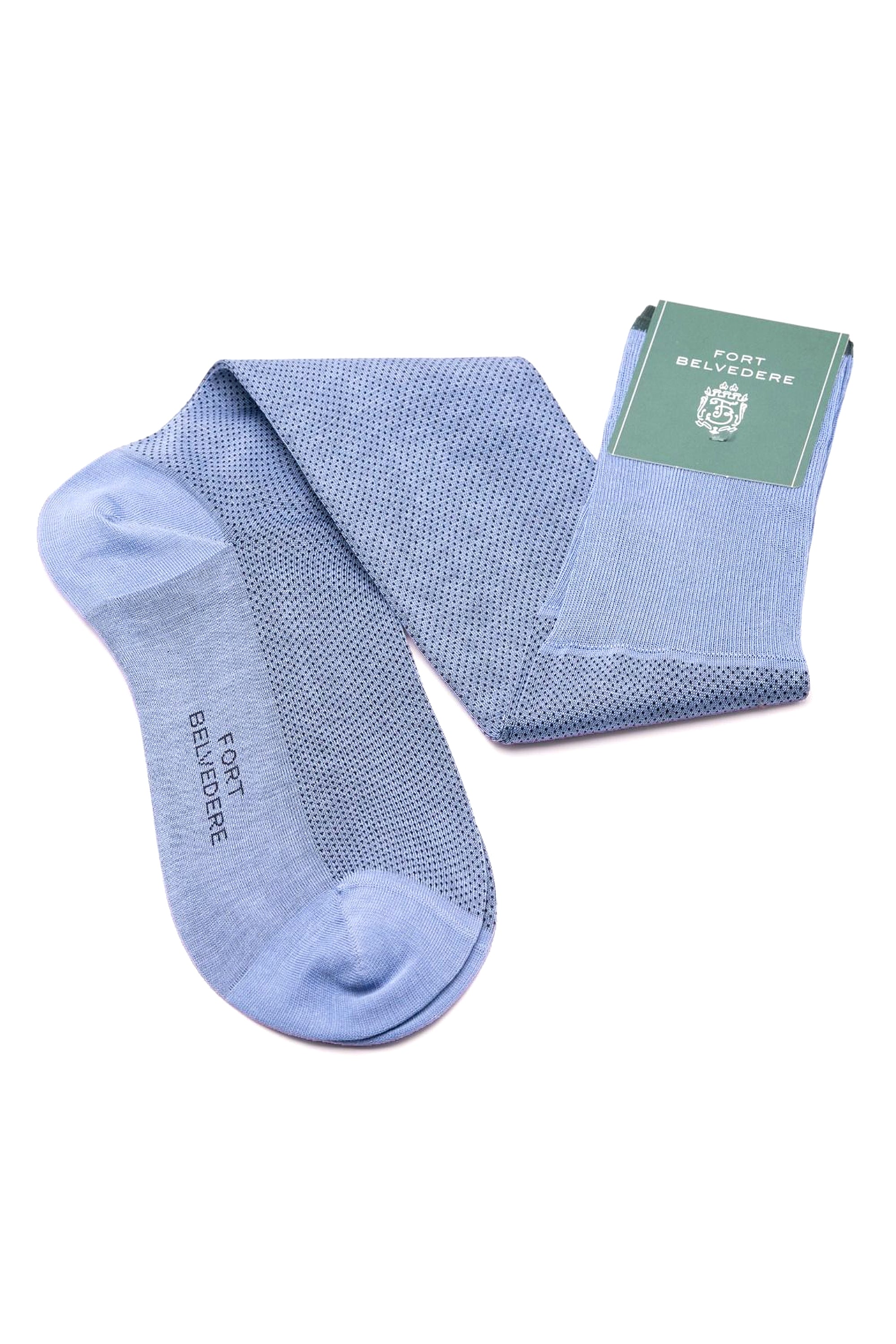 Light Blue & Midnight Blue Two Tone Solid Oxford Socks Fil d'Ecosse ...