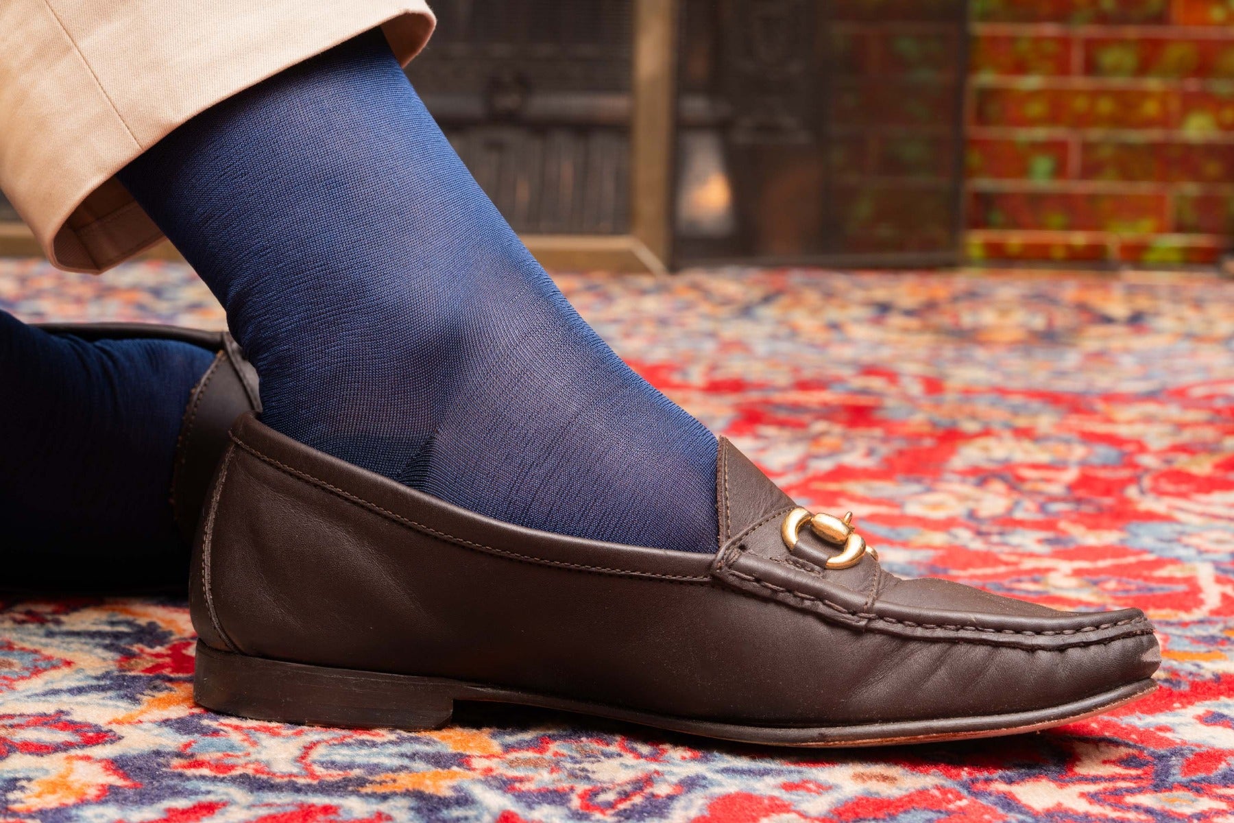 Finest Socks in the World -Over the Calf in Light Navy Silk – Gentleman ...
