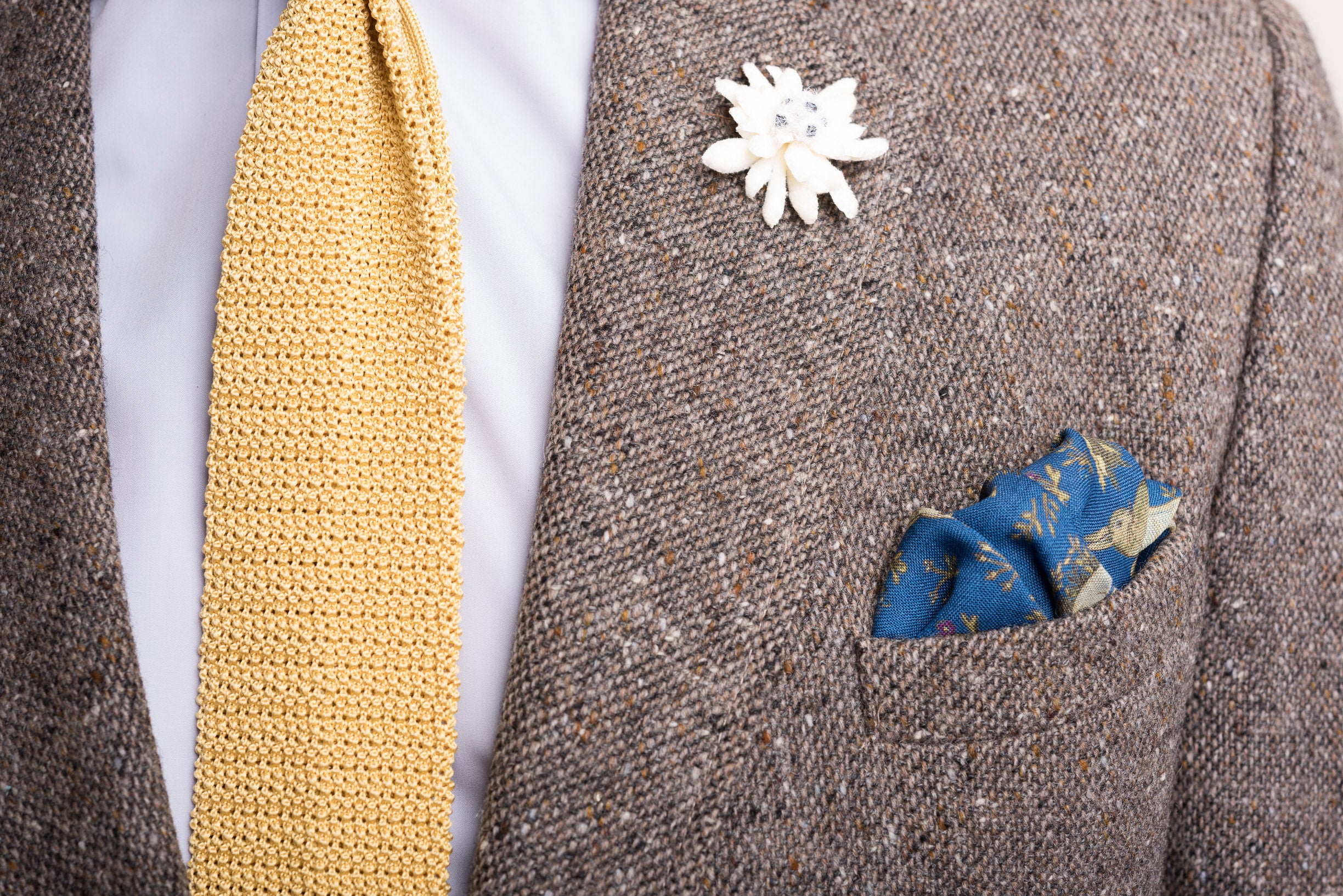 Pale Light Green Rabbits on Mid Blue Silk Wool Pocket Square - Fort ...