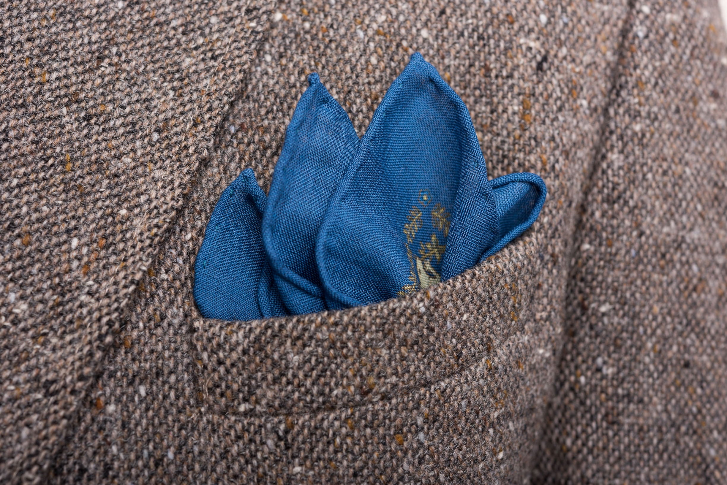Pale Light Green Rabbits on Mid Blue Silk Wool Pocket Square - Fort ...