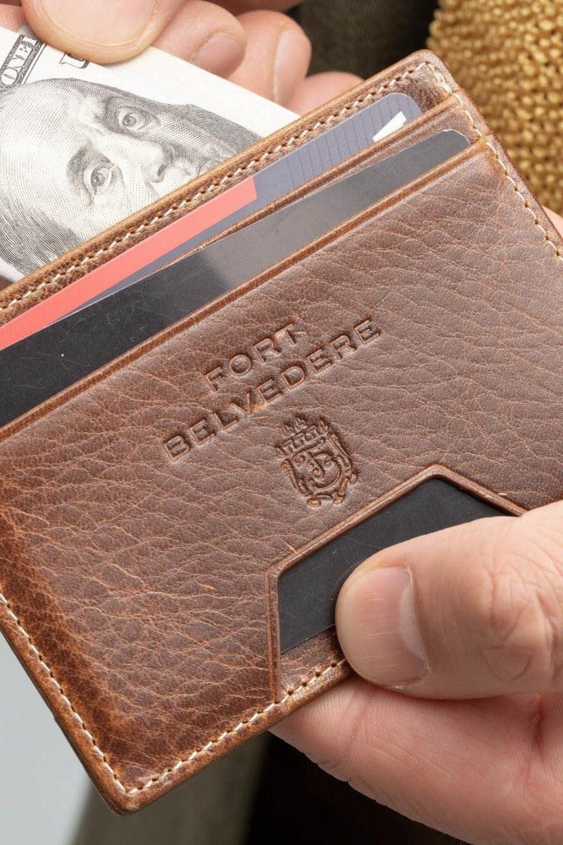 Four Card Carrier Slim Wallet in Saddle Brown Dumont Leather ...