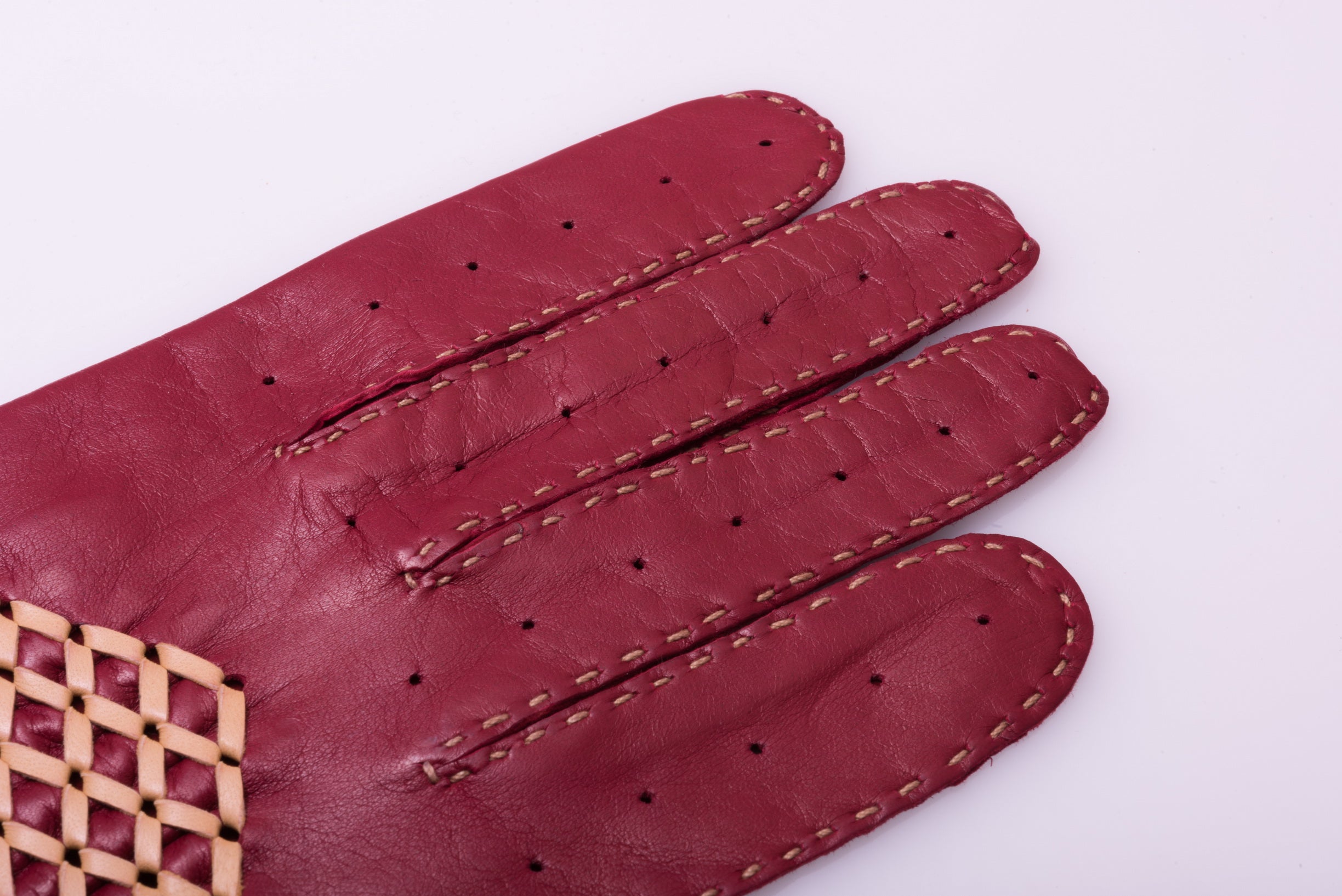 Racing Red & SandDriving Gloves in Nappa Leather Unlined by Fort ...