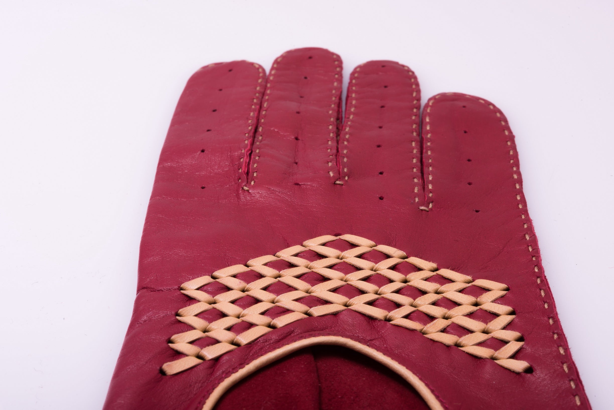 Racing Red & SandDriving Gloves in Nappa Leather Unlined by Fort ...