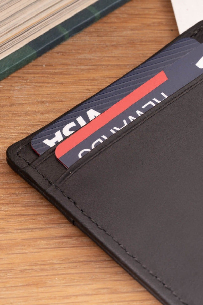 Four Card Carrier Slim Wallet in Black Americana Leather – Gentleman's ...