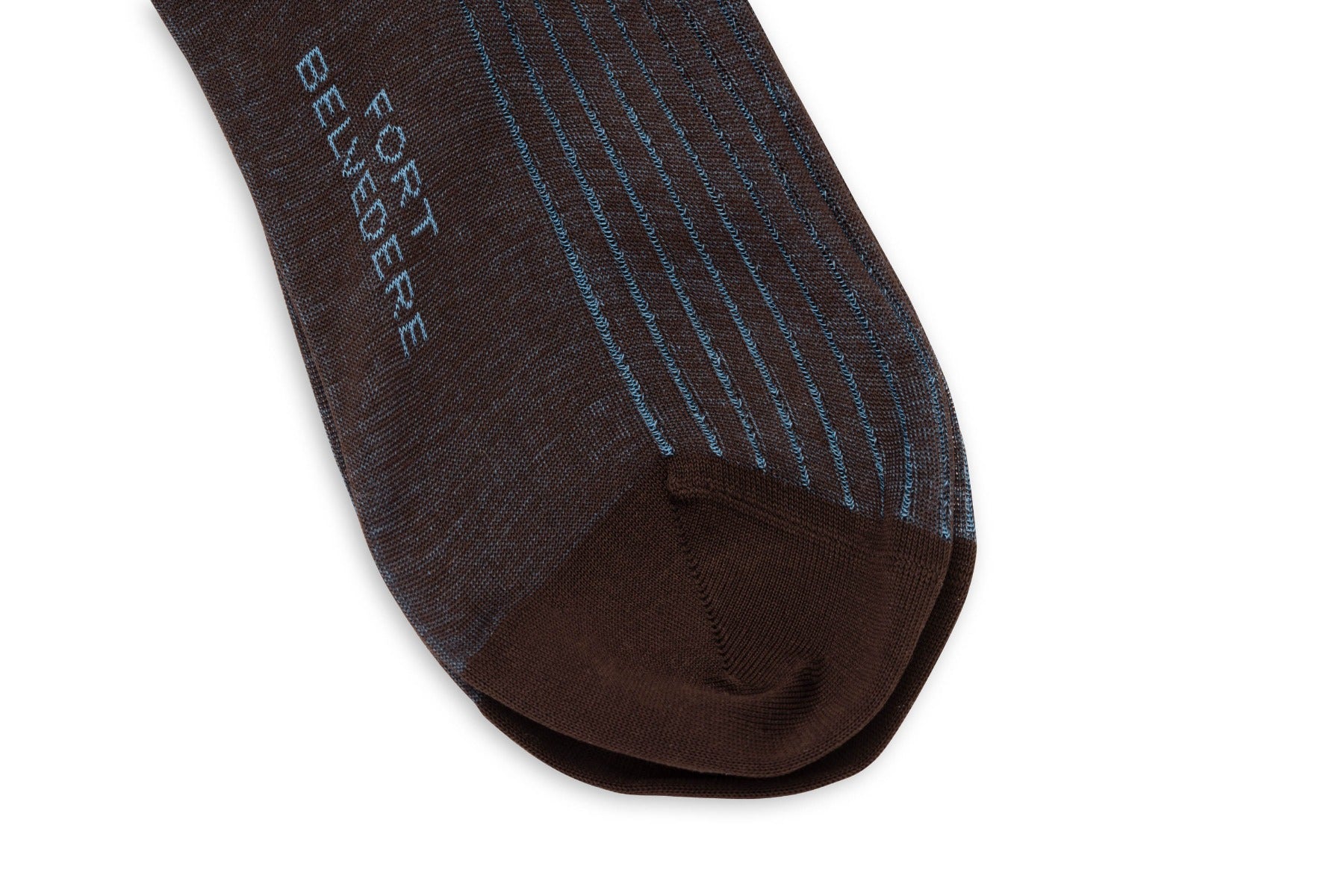 Brown and Bright Blue Shadow Stripe Ribbed Socks Fil d'Ecosse Cotton ...