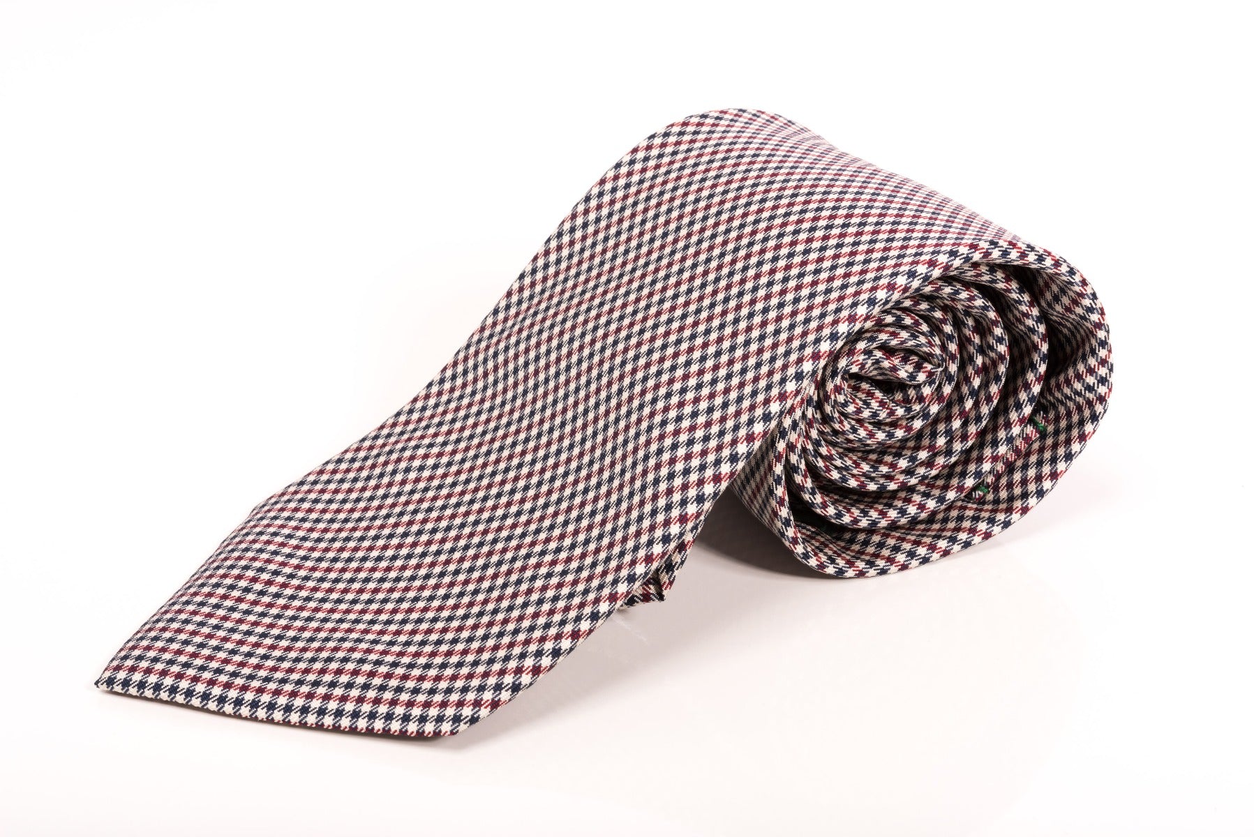 Shepherd's Check Silk Tie in Blue & Red - Handmade 3-Fold Construction ...