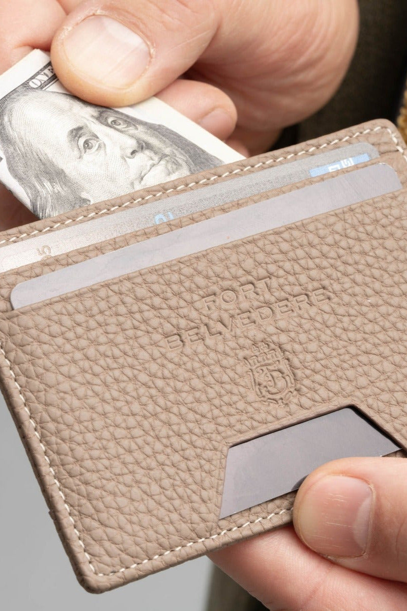 Four Card Carrier Slim Wallet in Boardroom Taupe Togo Leather ...