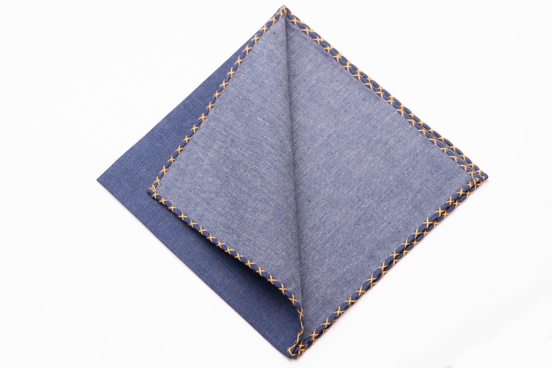 Soft-washed Dark Denim Jeans Blue Pocket Square with sunflower yellow ...