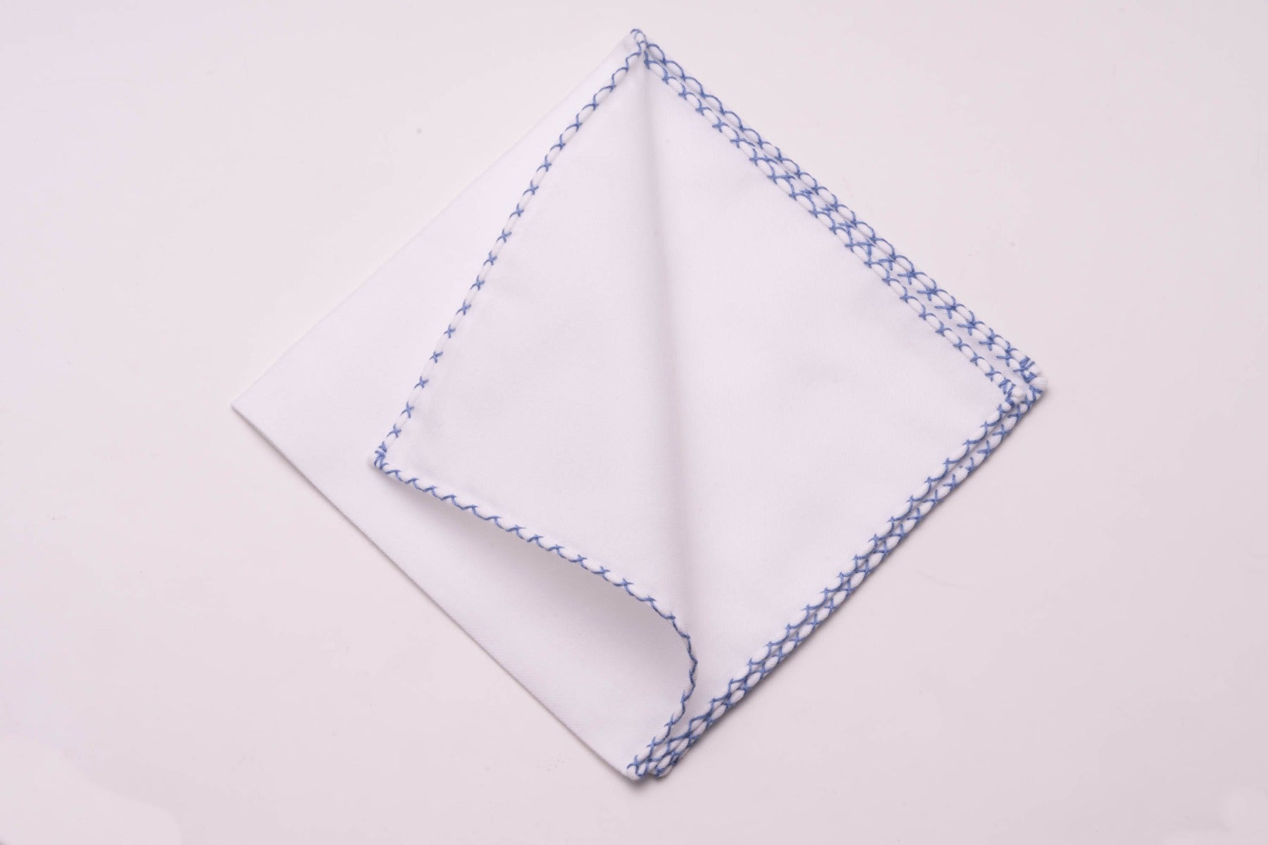 Soft White Cotton Flannel Pocket Square with handrolled Periwinkle Blue ...