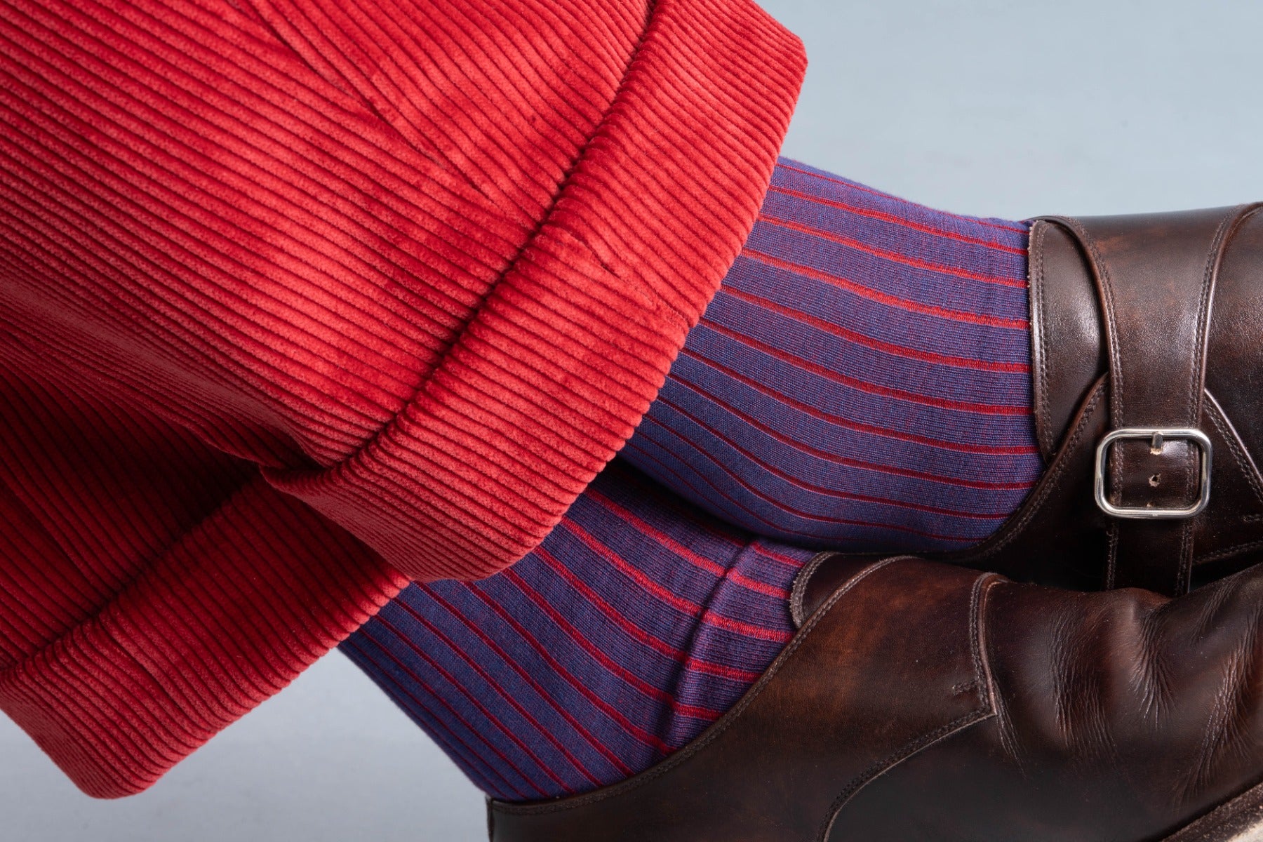 Garnet Red Corduroy Trousers - Stancliffe Flat-Front in 8-Wale Cotton ...