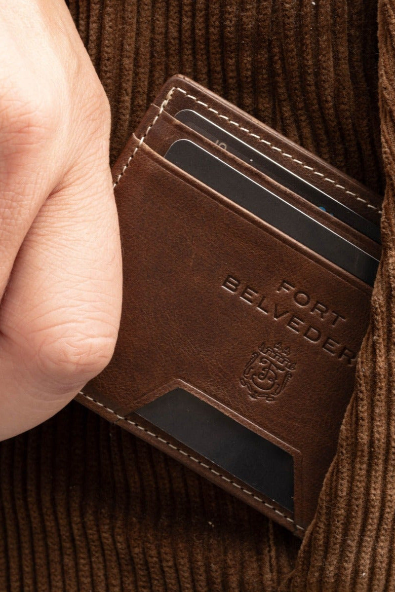 Four Card Carrier Slim Wallet in Antique Mahogany Montecristo Leather ...